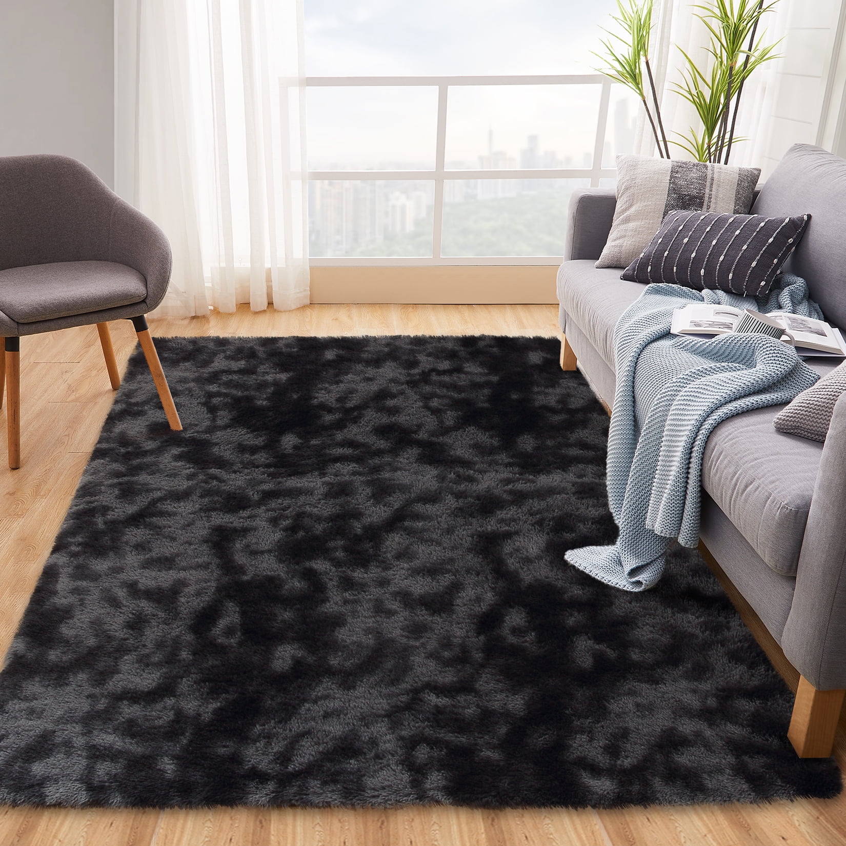 HOMERRY 6ft x 9ft Shaggy Area Rugs for Bedroom Living Room, Fluffy Rug ...