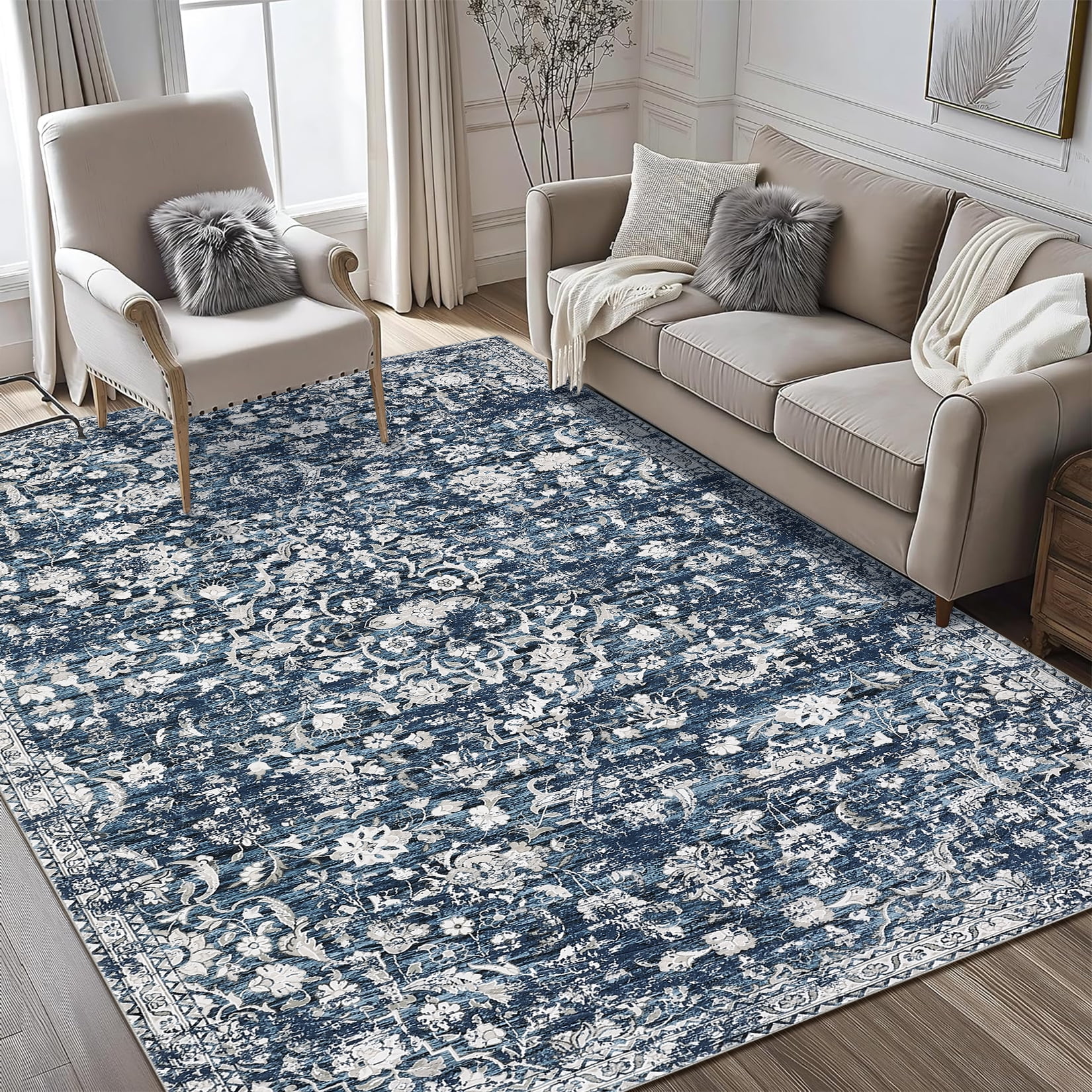HOMERRY 8' x 10' Area Rug for Living Room Boho Vintage Rug Non Slip ...
