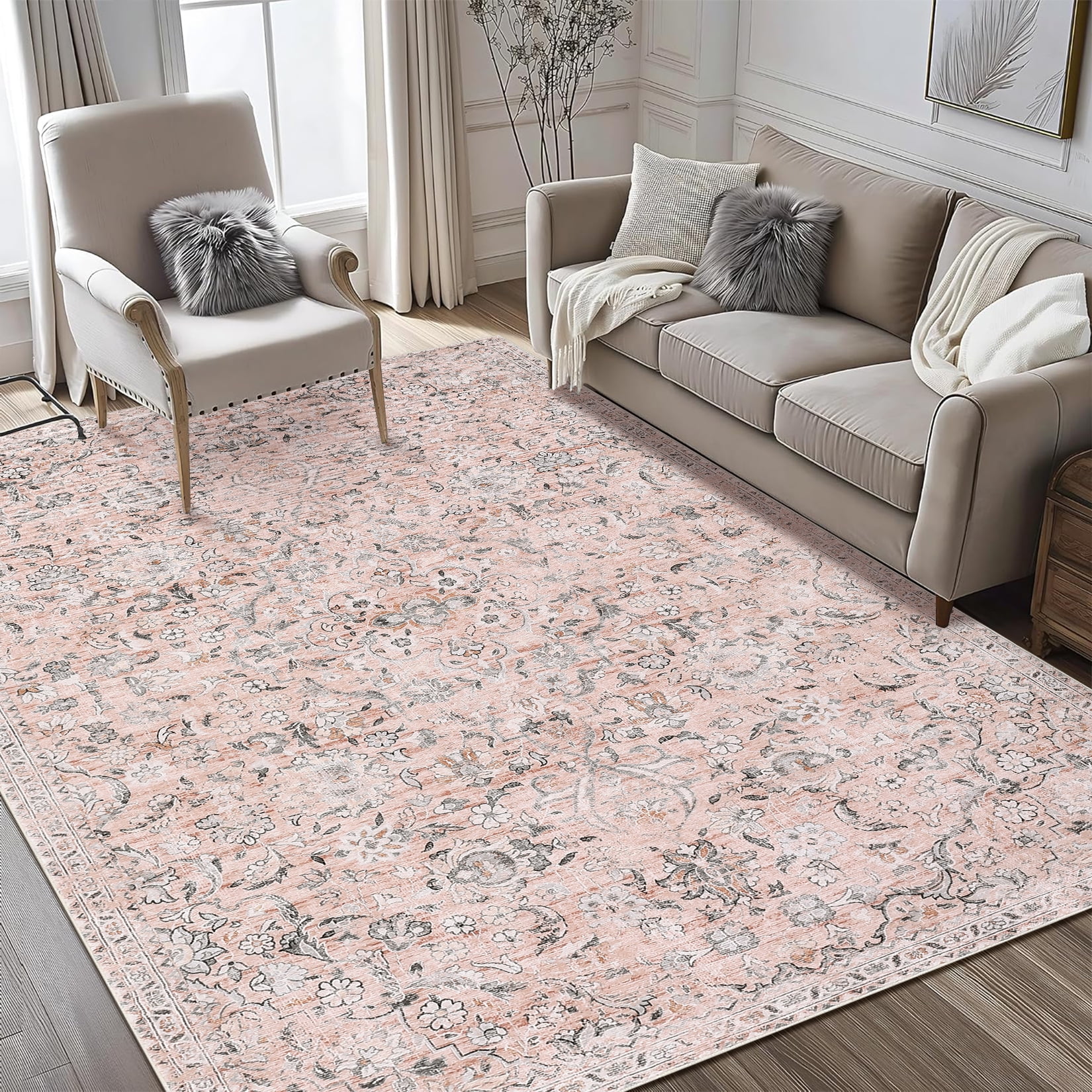 HOMERRY 8' x 10' Area Rug for Living Room Boho Vintage Rug Non Slip ...