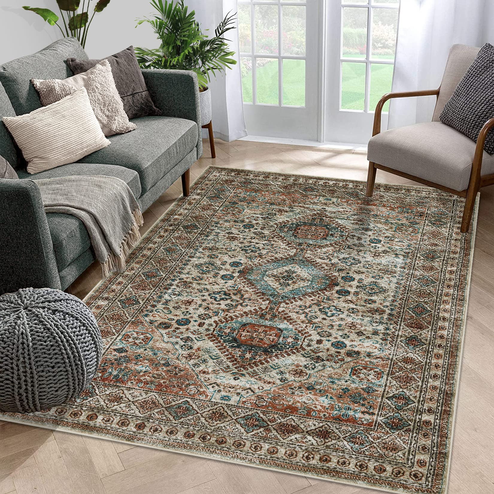 HOMERRY 8 x 10 Madallion Area Rugs for Living Room, Printed Traditional ...