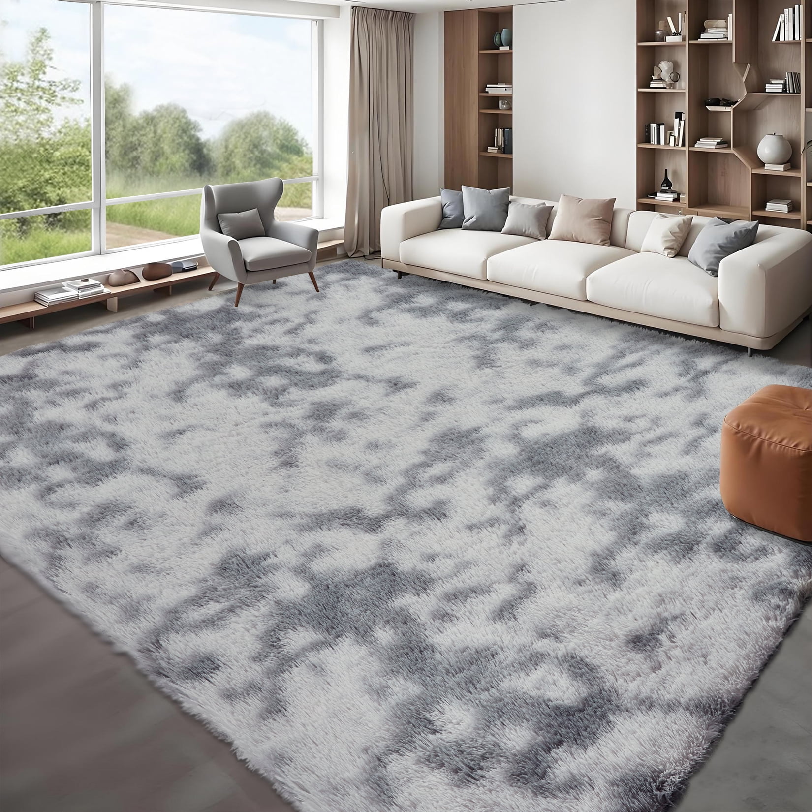 HOMERRY Luxurious Soft Fluffy 9' x 12' Area Rug, Non-Skid Plush Large ...
