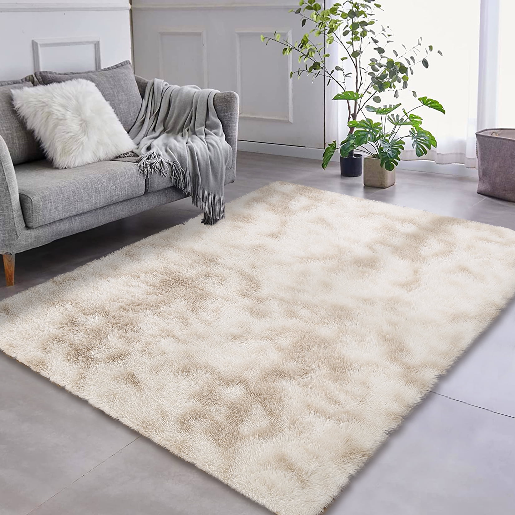 HOMERRY Soft 9'x12' Fluffy Area Rug, Non-Skid Plush Shaggy Rug for ...