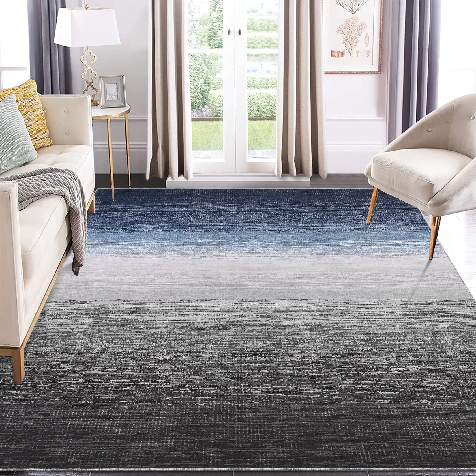 HOMERRY 9' x 12' Washable Rug Modern Ombre Abstract Area Rug for Living ...