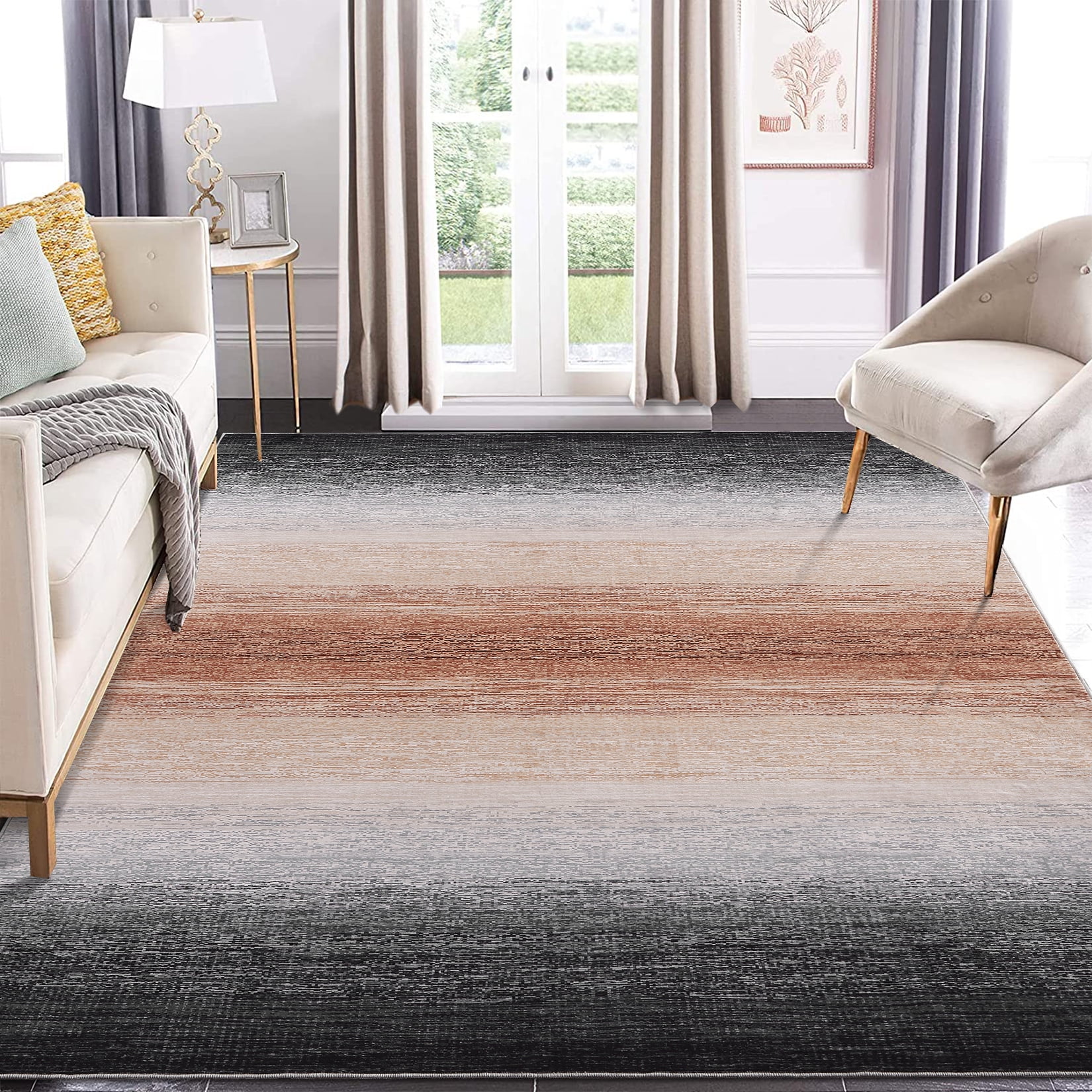 HOMERRY 9' x 12' Washable Rug Modern Ombre Abstract Area Rug for Living ...