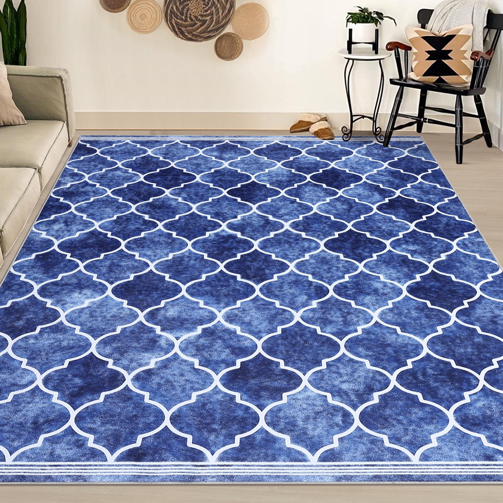 HOMERRY Non-Slip Area Rug for Living Room 5' x 7'Moroccan Geometric Low ...