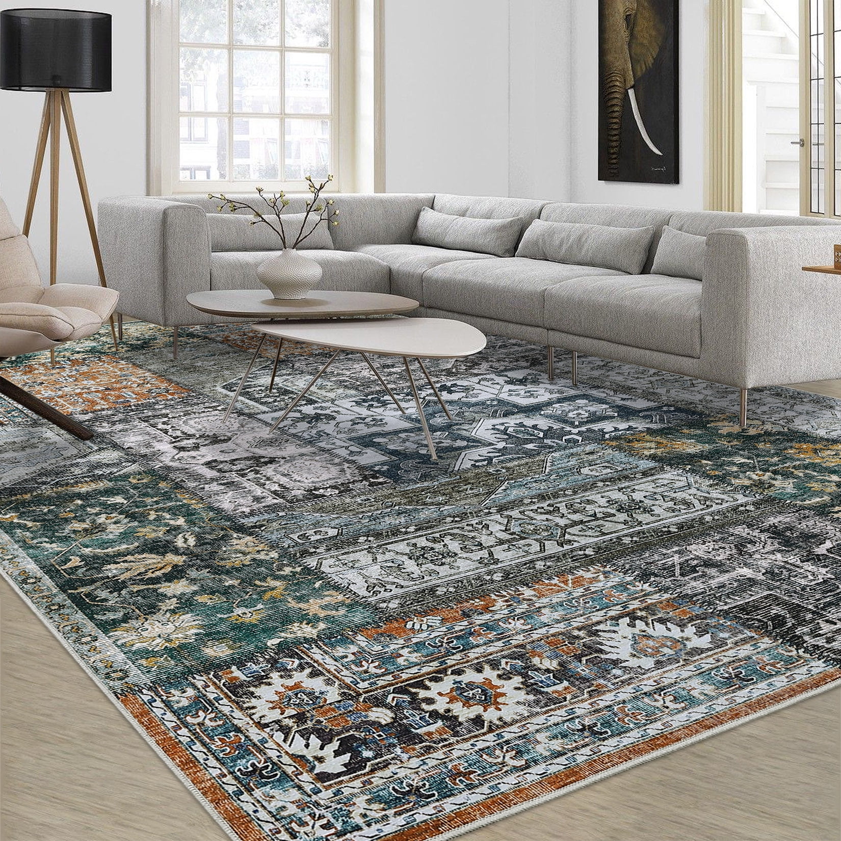 HOMERRY Area Rug 3x5 Washable Rug Bohemian Vintage Rug Tribal Entryway ...