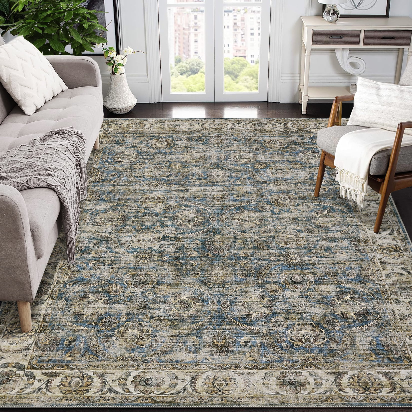HOMERRY Area Rug 5' x 7' Floral Rugs for Living Room Vintage Floral ...