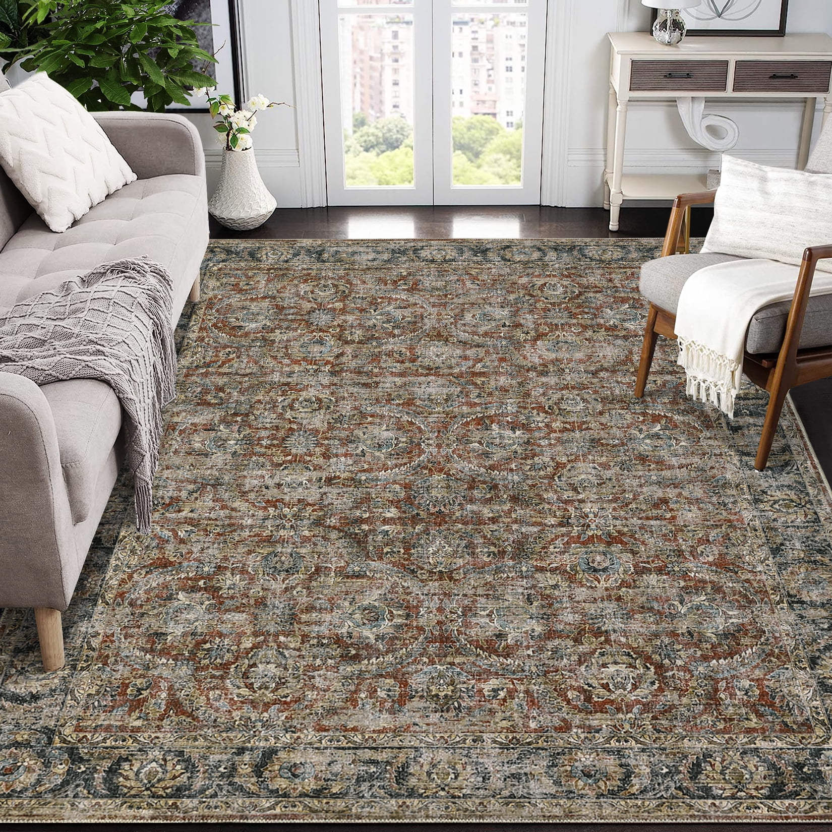HOMERRY Area Rug 5' x 7' Floral Rugs for Living Room Vintage Floral ...