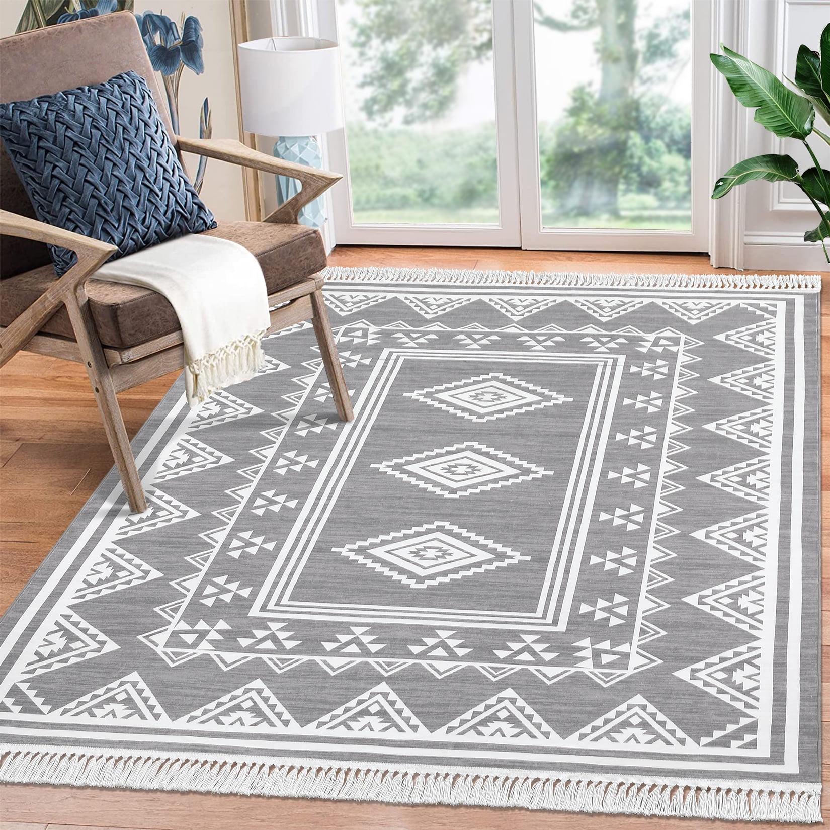 HOMERRY Area Rug 8' x 10' Modern Moroccan Rug with Tassels Area Rug for ...