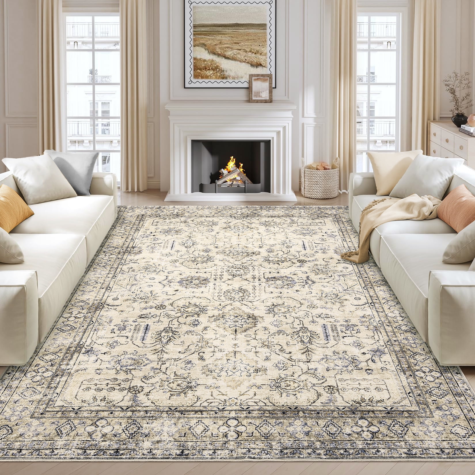 HOMERRY Area Rug 8' x 10' Rug for Living Room Indoor Floral Carpet for ...