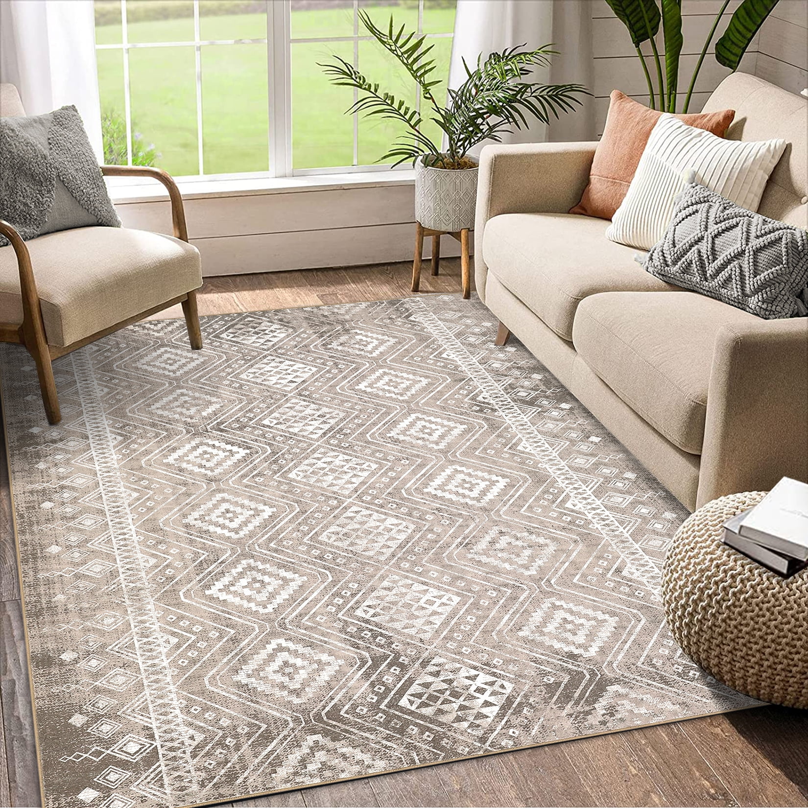 HOMERRY Area Rug 9' x 12' Large Vintage Washable Bohemian Rug Geometric ...