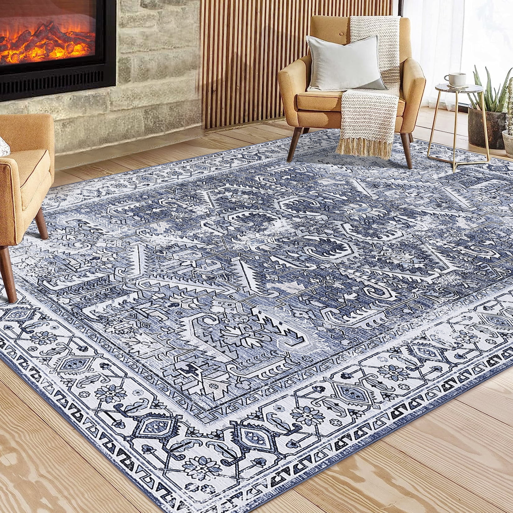 HOMERRY Area Rug for Living Room 8' x 10' Non-Shedding Blue/Gray Area ...