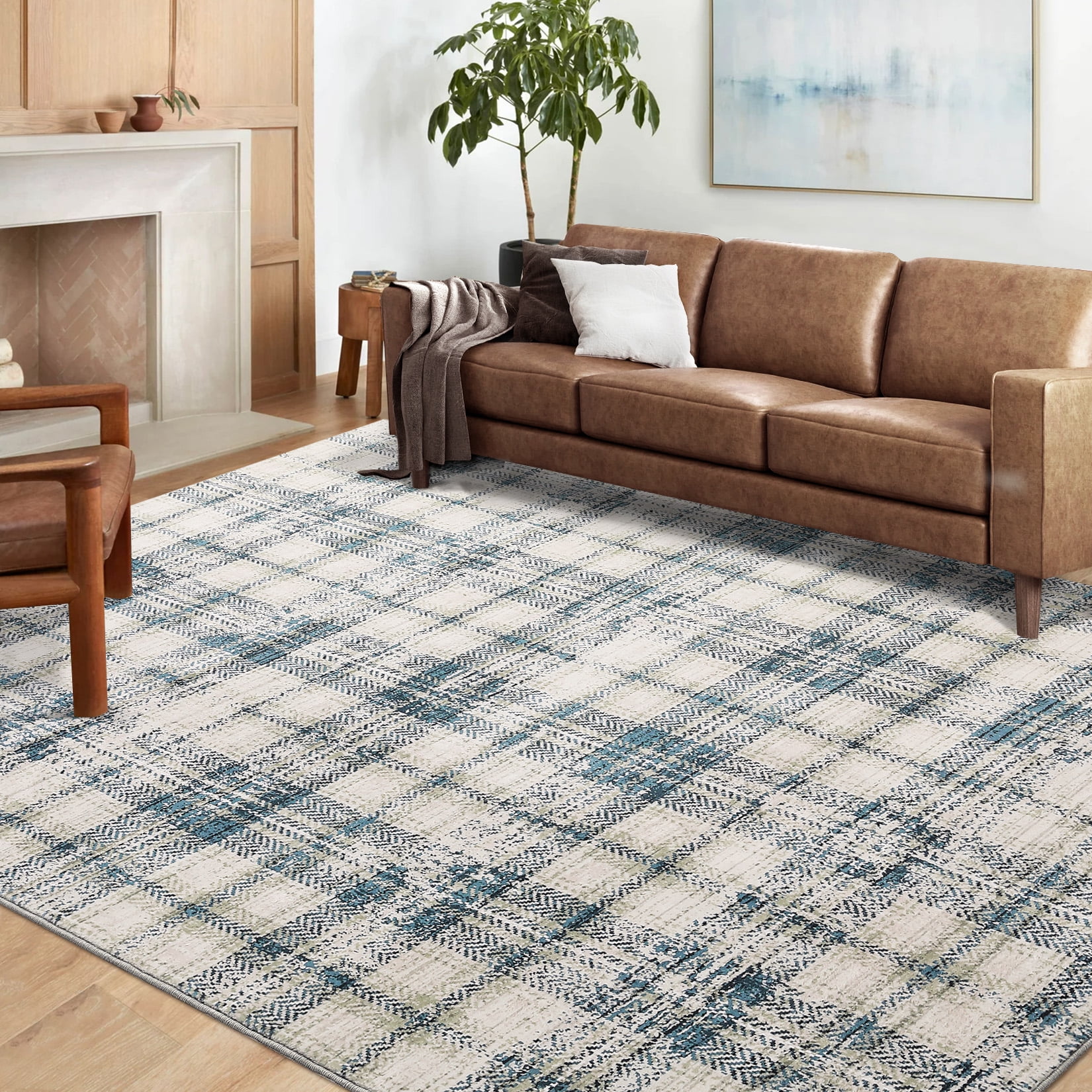 HOMERRY Area Rugs 8' x 10' Area Rug for Living Room Plaid Carpet for ...