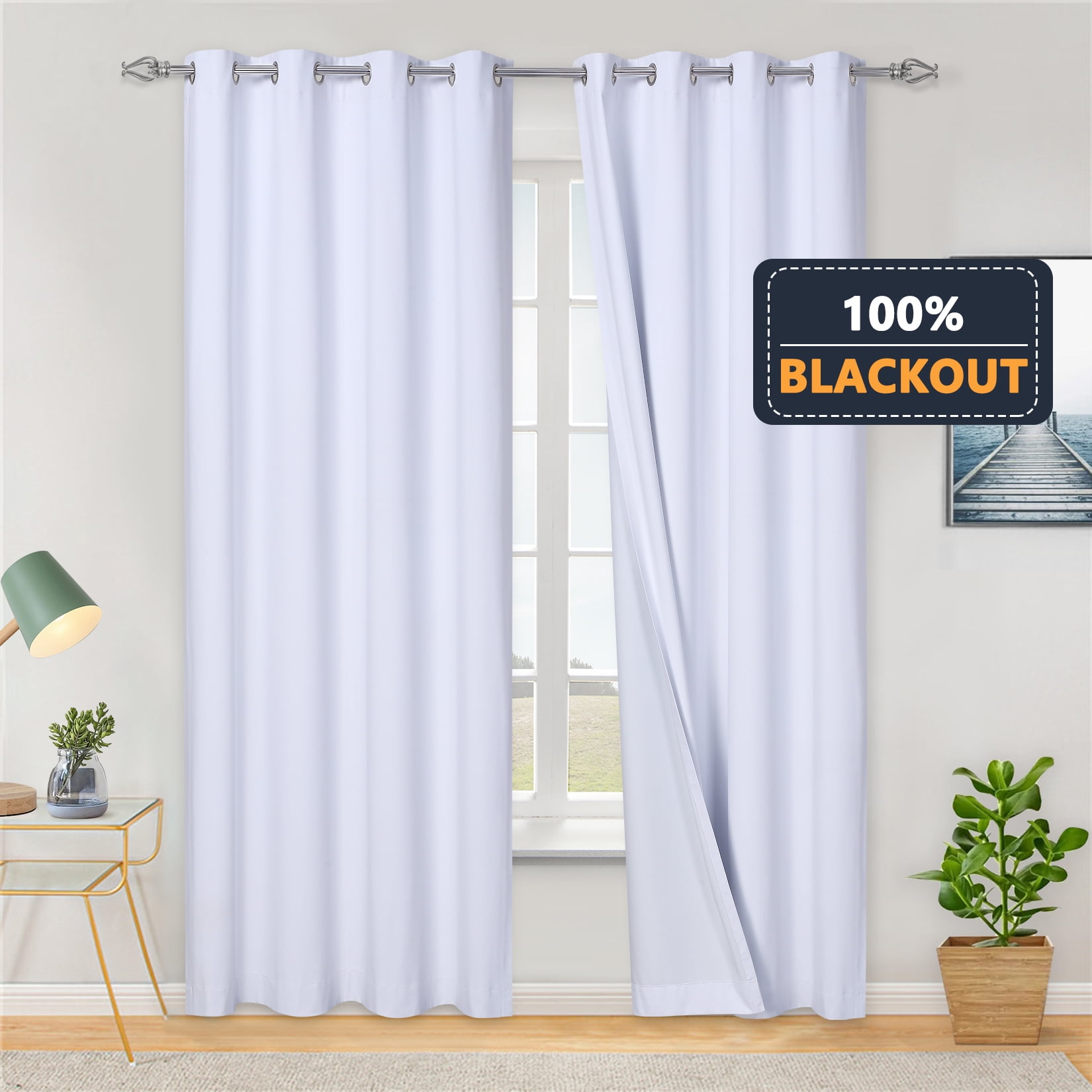 HOMERRY Blackout Curtain for Bedroom 52"x95" Solid Window Curtain ...