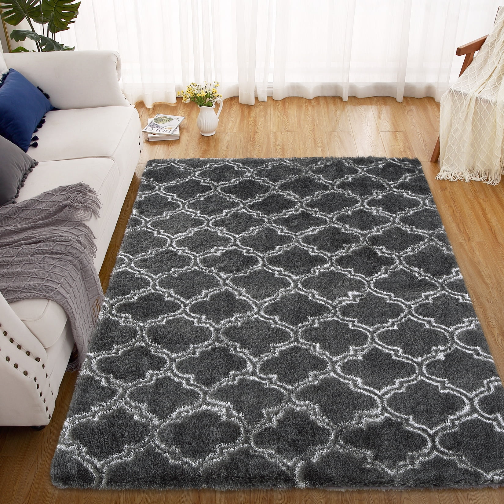 HOMERRY Fluffy Area Rug 5' x 8' Moroccan Fluffy Rugs for Living Room ...