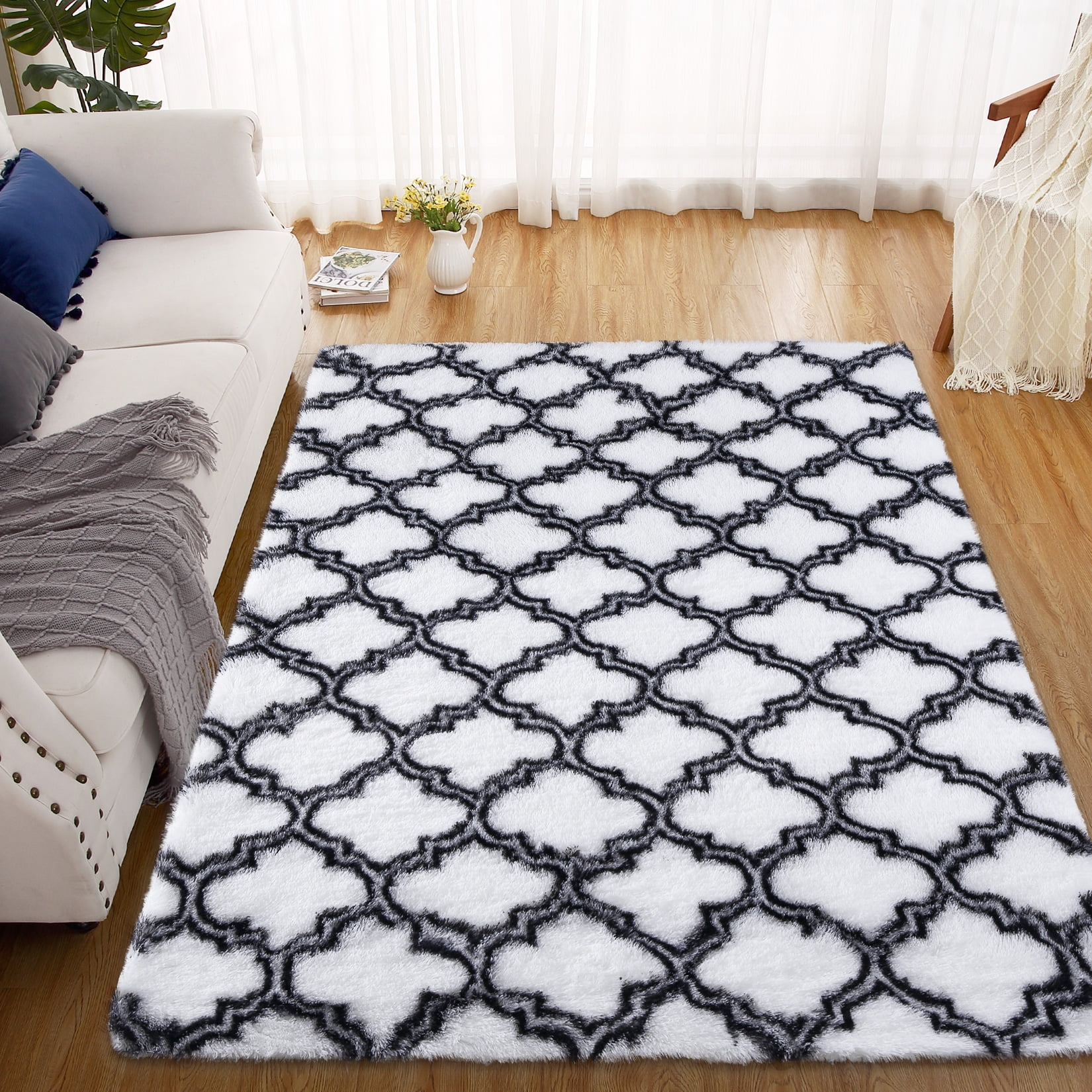 HOMERRY Fluffy Area Rug 5' x 8' Moroccan Fluffy Rugs for Living Room ...