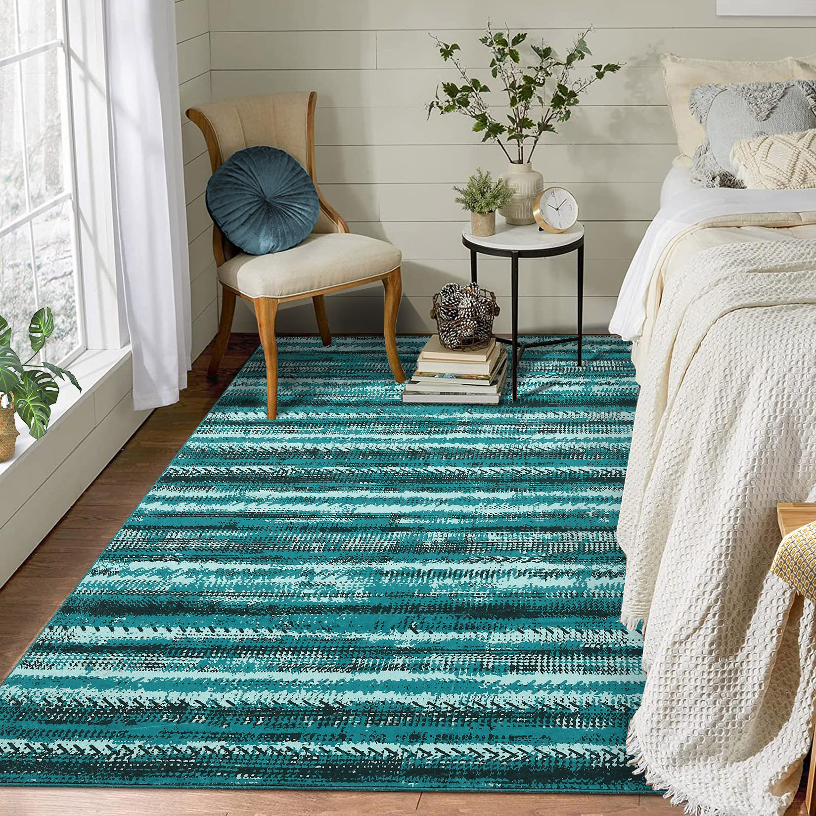 HOMERRY Foldable Area Rug 5' x 7' Washable Distressed Boho Geometric ...