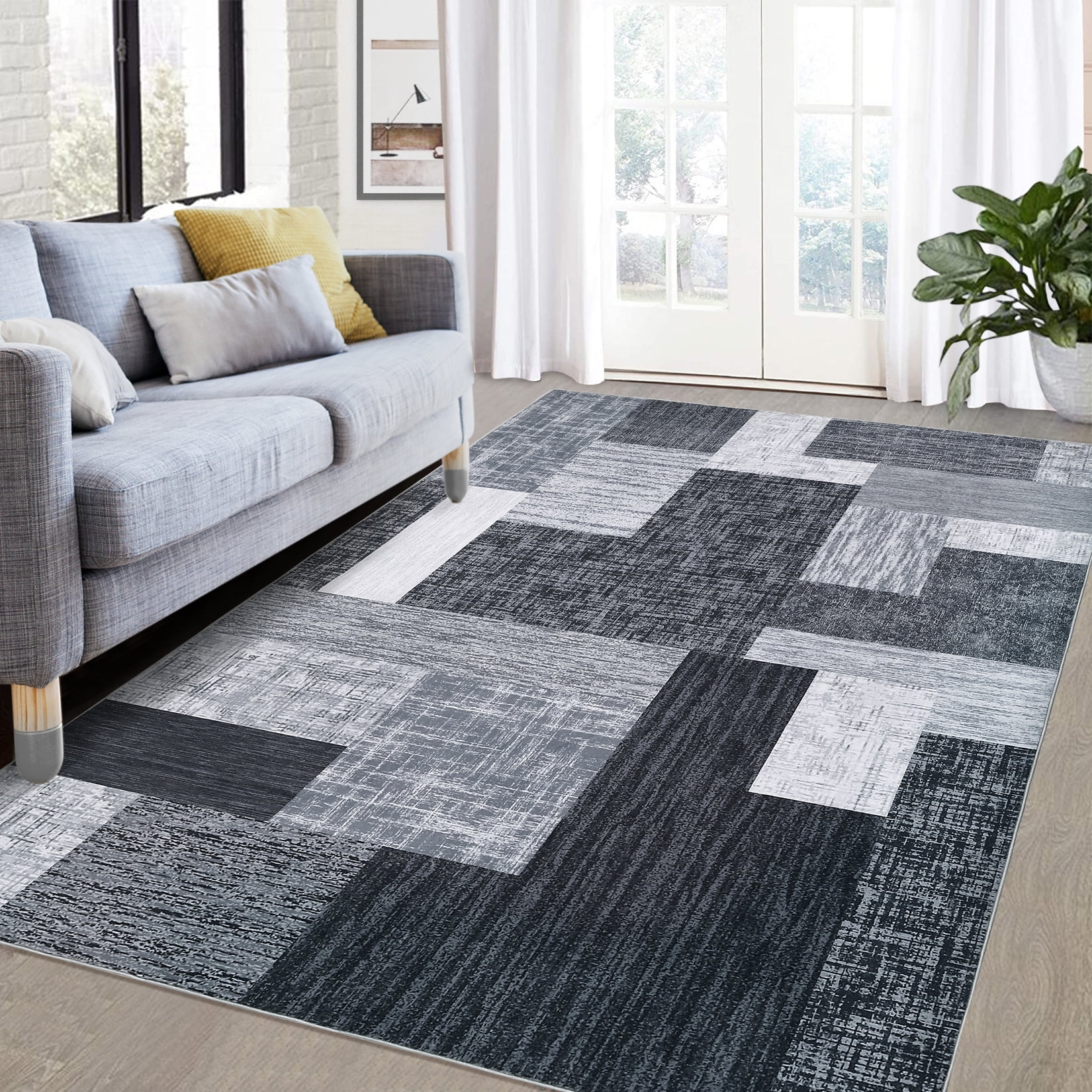 HOMERRY Foldable Area Rug 5' x 7' Washable Geometric Plaid Patchwork ...