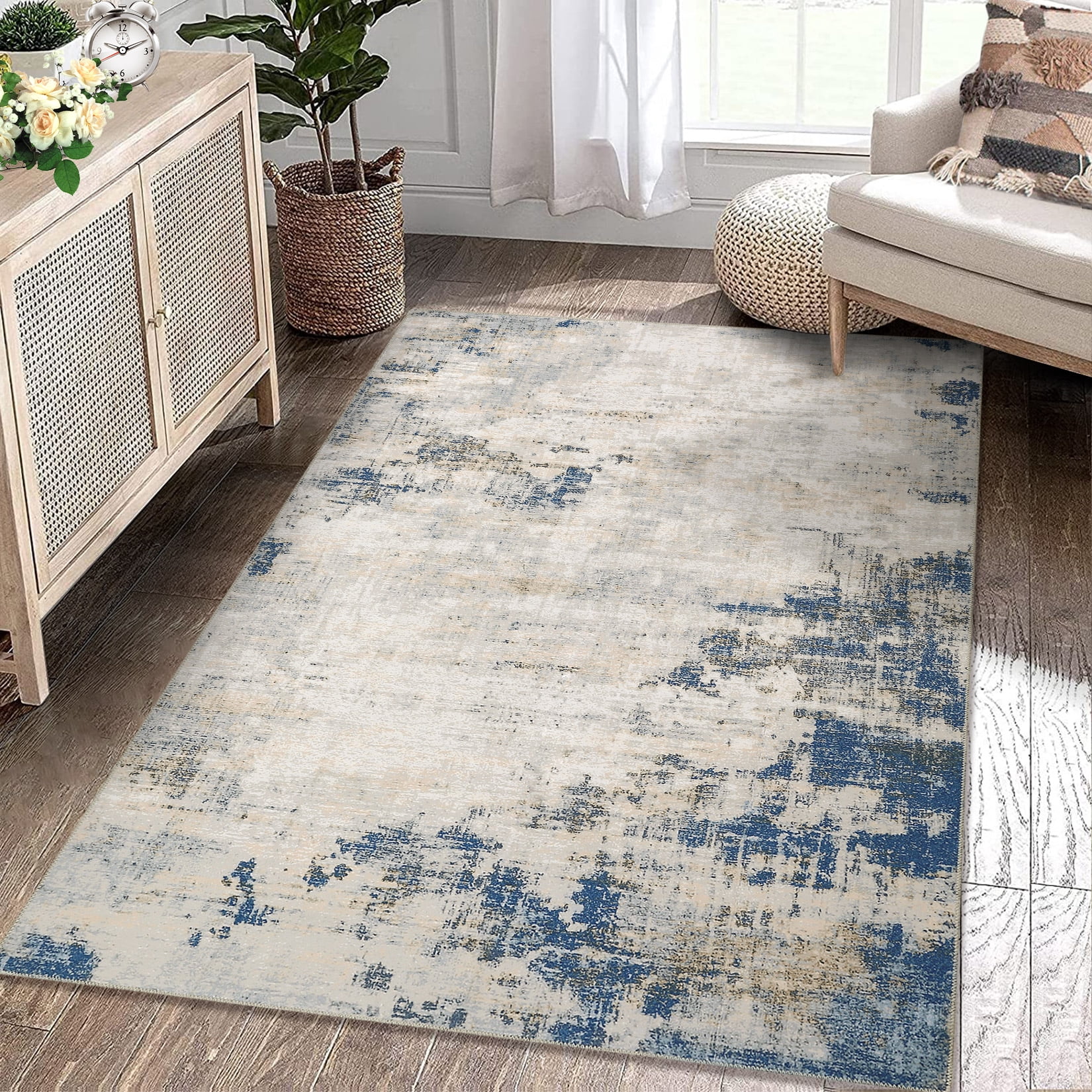 HOMERRY Foldable Area Rug 5' x 7' Washable Modern Abstract Gradient Rug ...