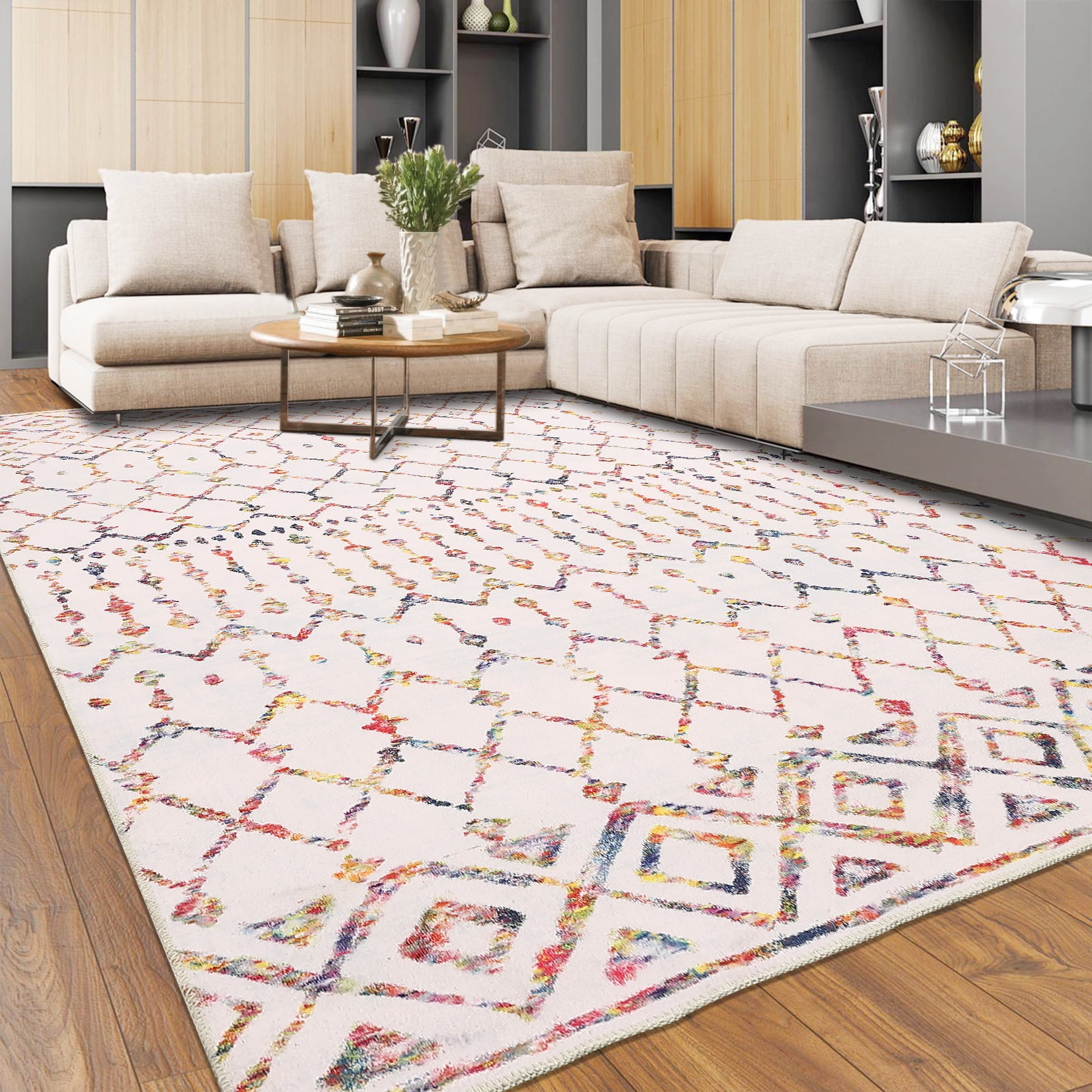 HOMERRY Foldable Area Rug 5' x 7' Washable Modern Geometric Boho Rug ...