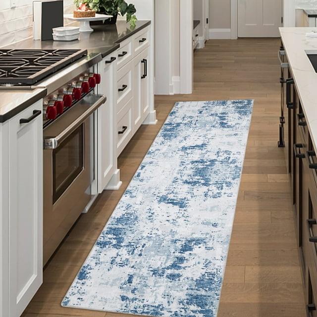 HOMERRY Foldable Blue Runner Rug 2x8 Washable Hallway Rug for Entryway ...