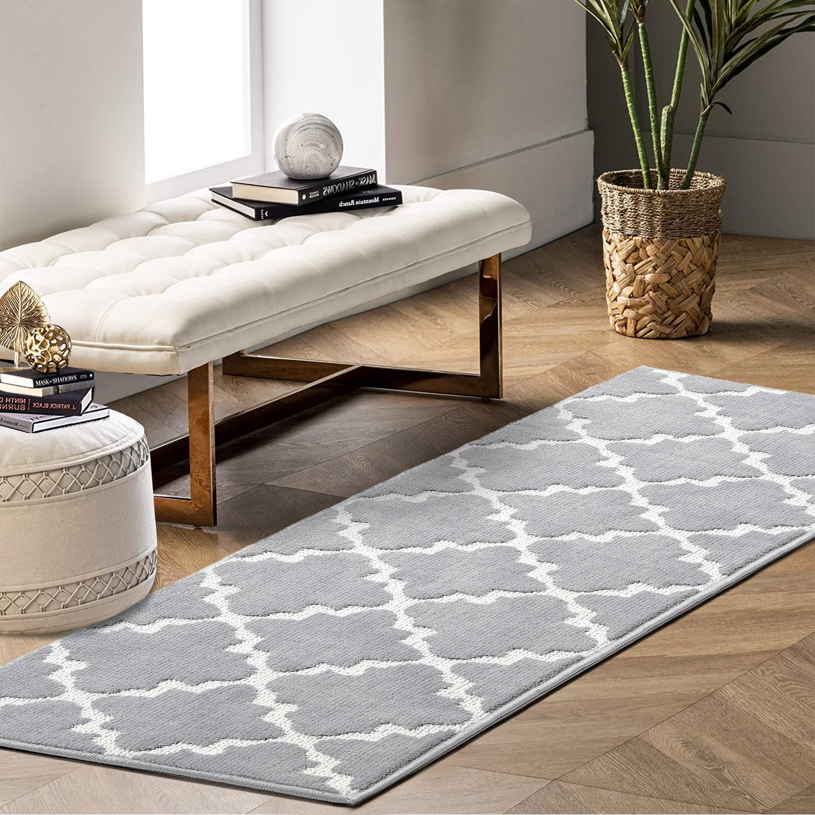 HOMERRY Hallway Runner Rug 2'x 6' Geometric Diamond Runner Rug Entryway ...