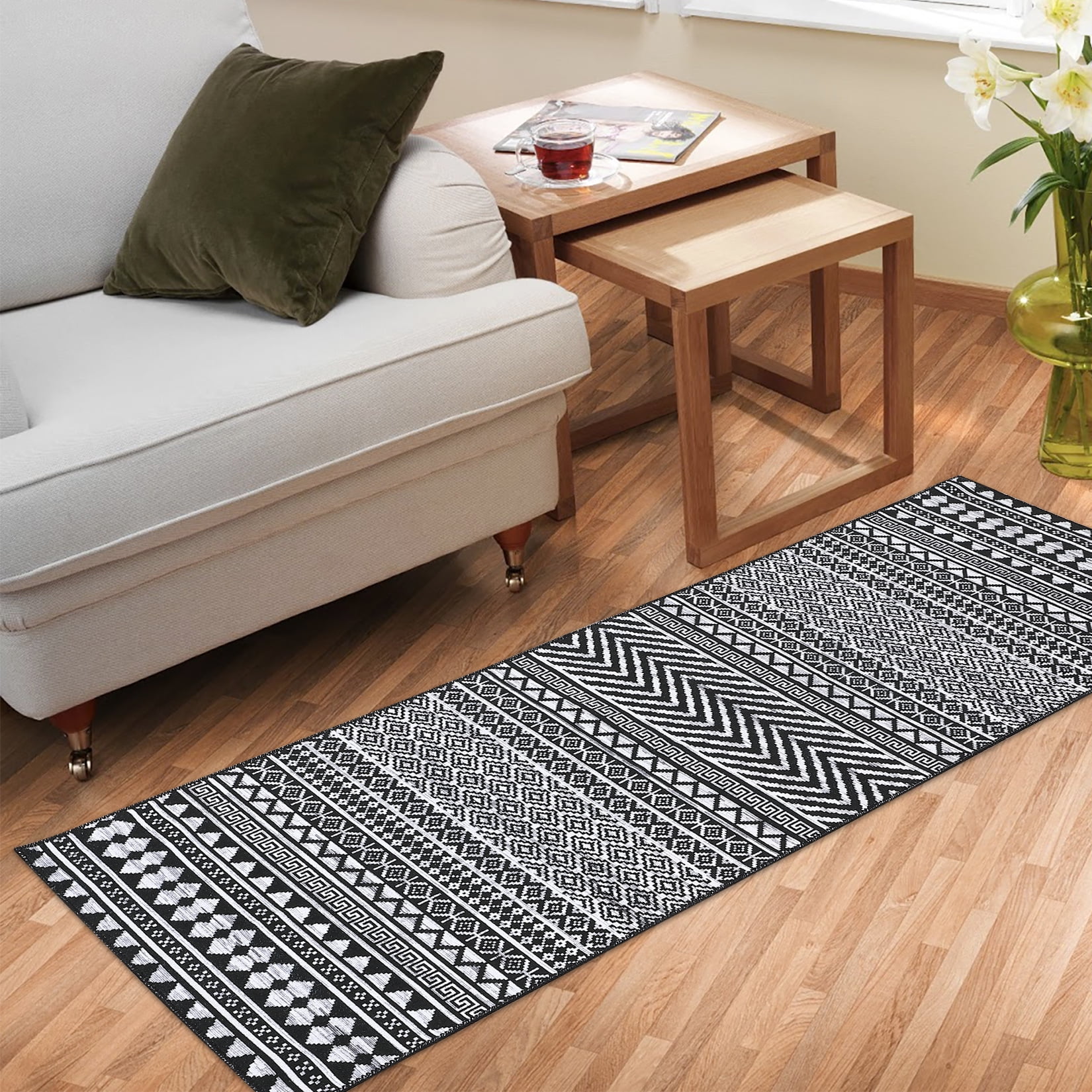 HOMERRY Hallway Runner Rug Mat Boho Geometric Non Slip Stain Resistant ...
