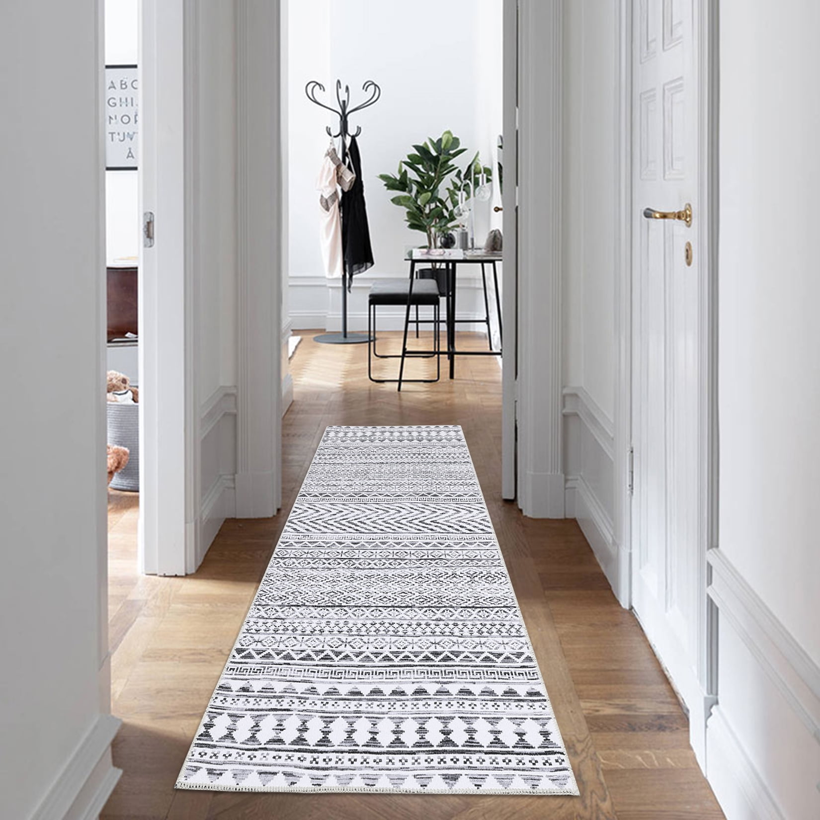HOMERRY Hallway Runner Rug Mat Boho Geometric Non Slip Stain Resistant ...