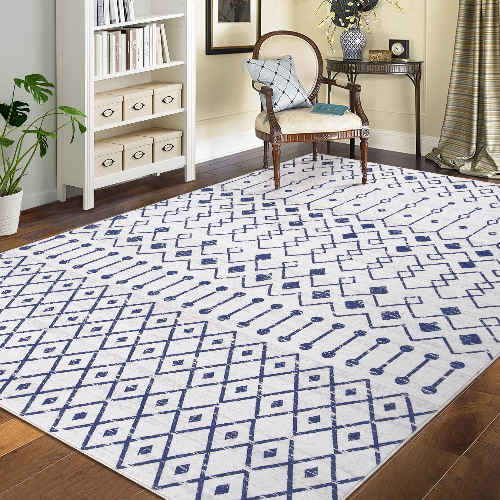 HOMERRY Indoor Washable 4' x 6' Area Rug Chic Moroccan Geometric Rug ...