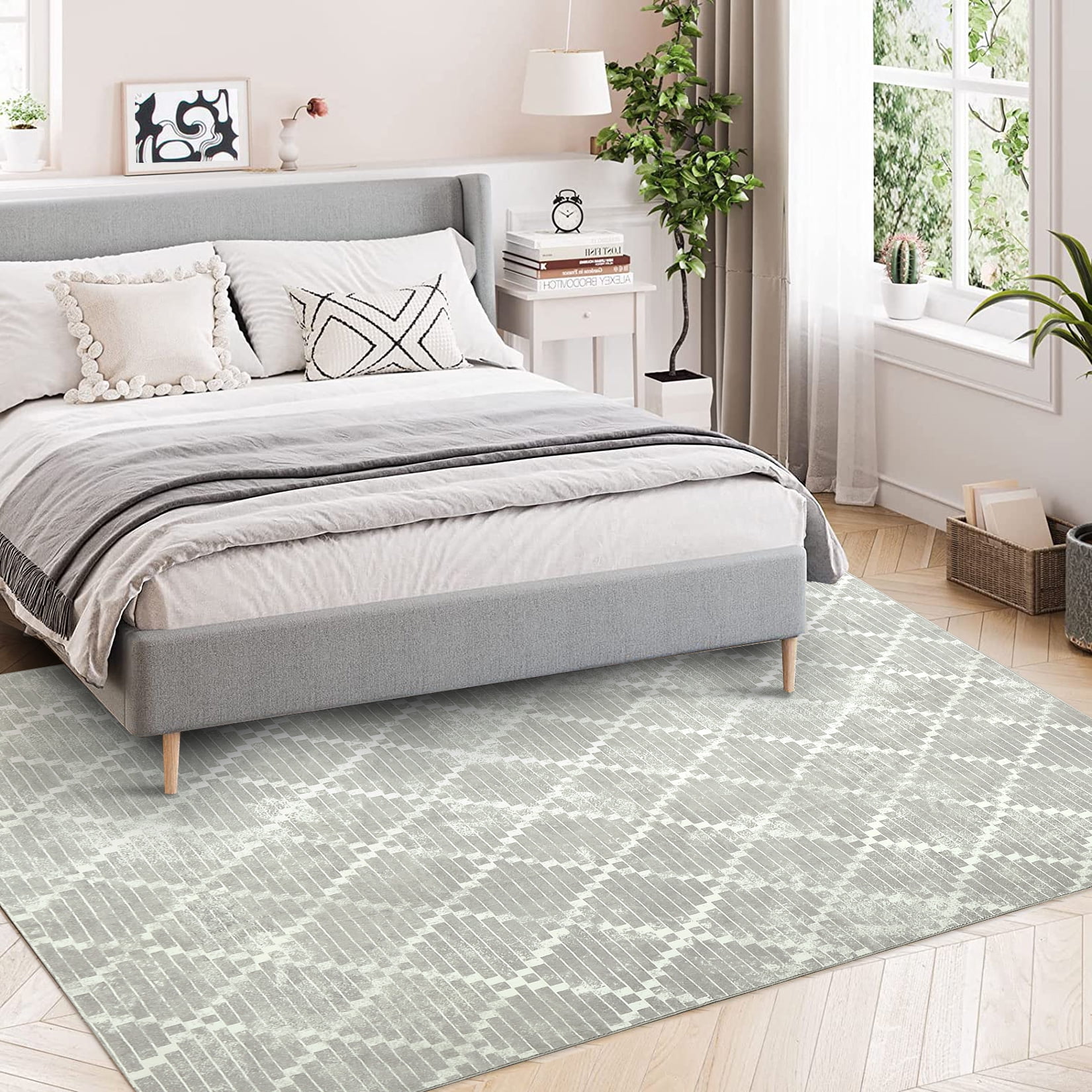 HOMERRY Large Gray Area Rug 9' x 12' Non-Shedding Gray Area Rugs for ...