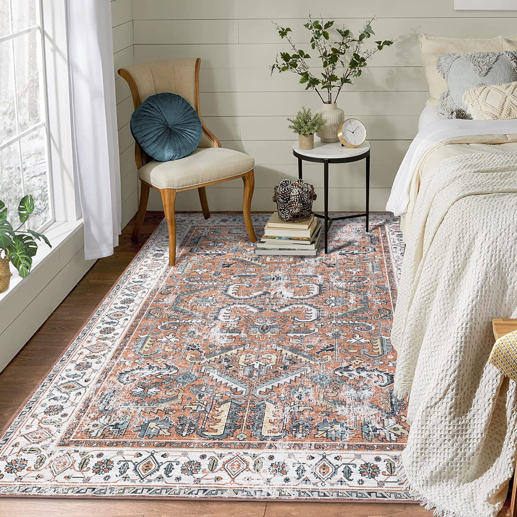 HOMERRY Large Light Orange Rug 9' x 12' Area Rugs for Living Room Boho ...
