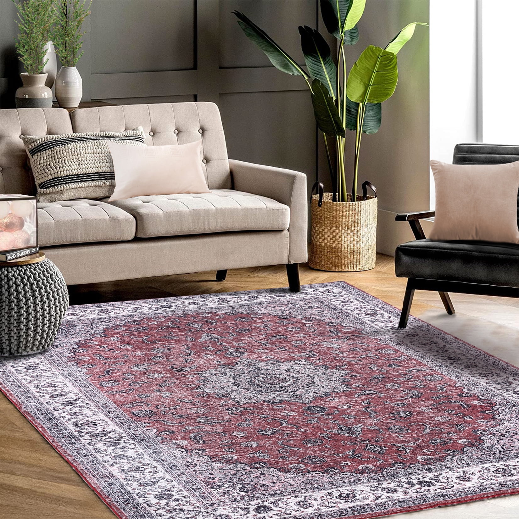 HOMERRY Large Rug 9' x 12' Area Rug Non-Slip Boho Chic Distressed ...