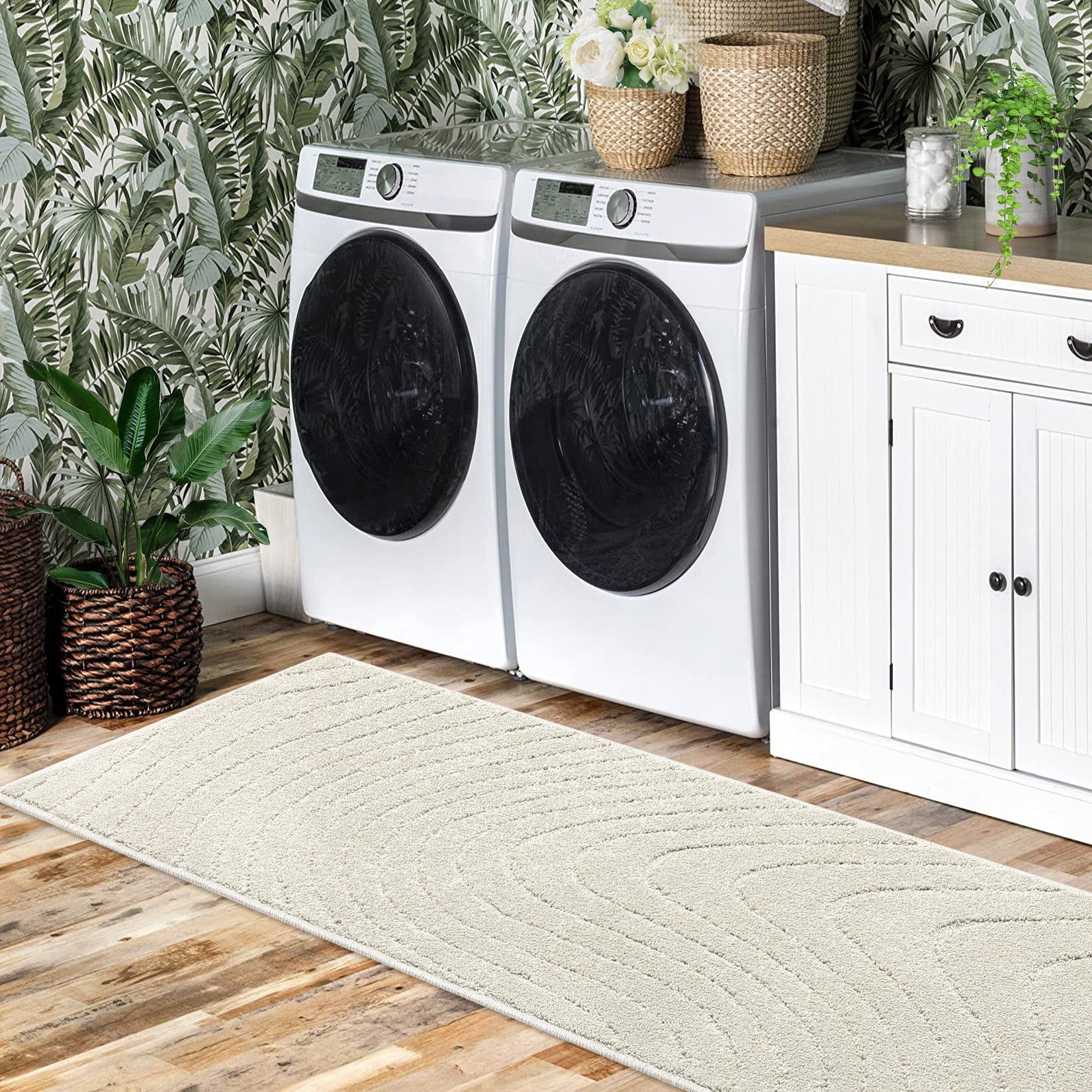 HOMERRY Long 2x8 feet Modern Runner Entryway Mat Hallway Runners Wave ...