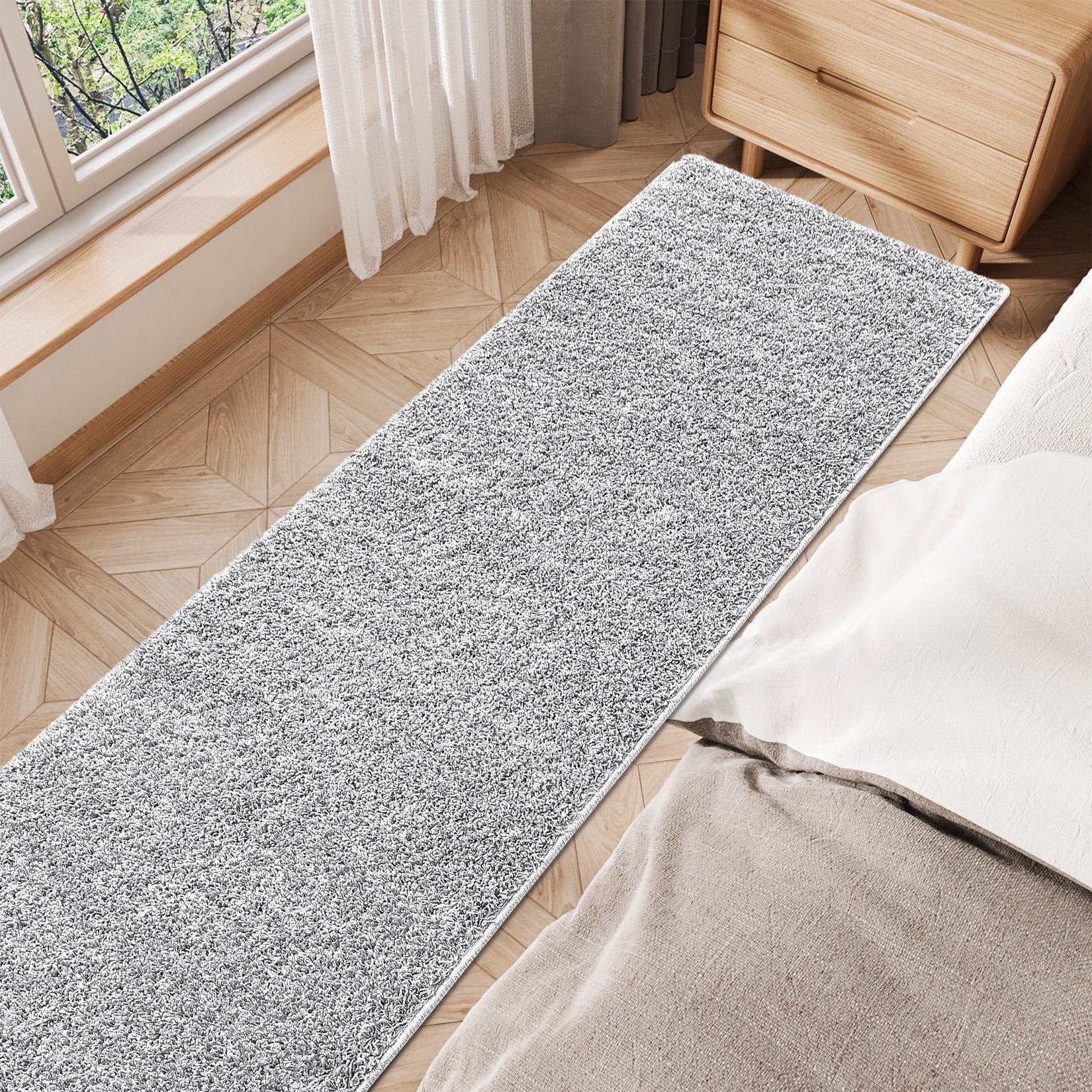 HOMERRY Modern Runner Rug, 2' x 8' Shaggy Runner Rug with Rubber ...