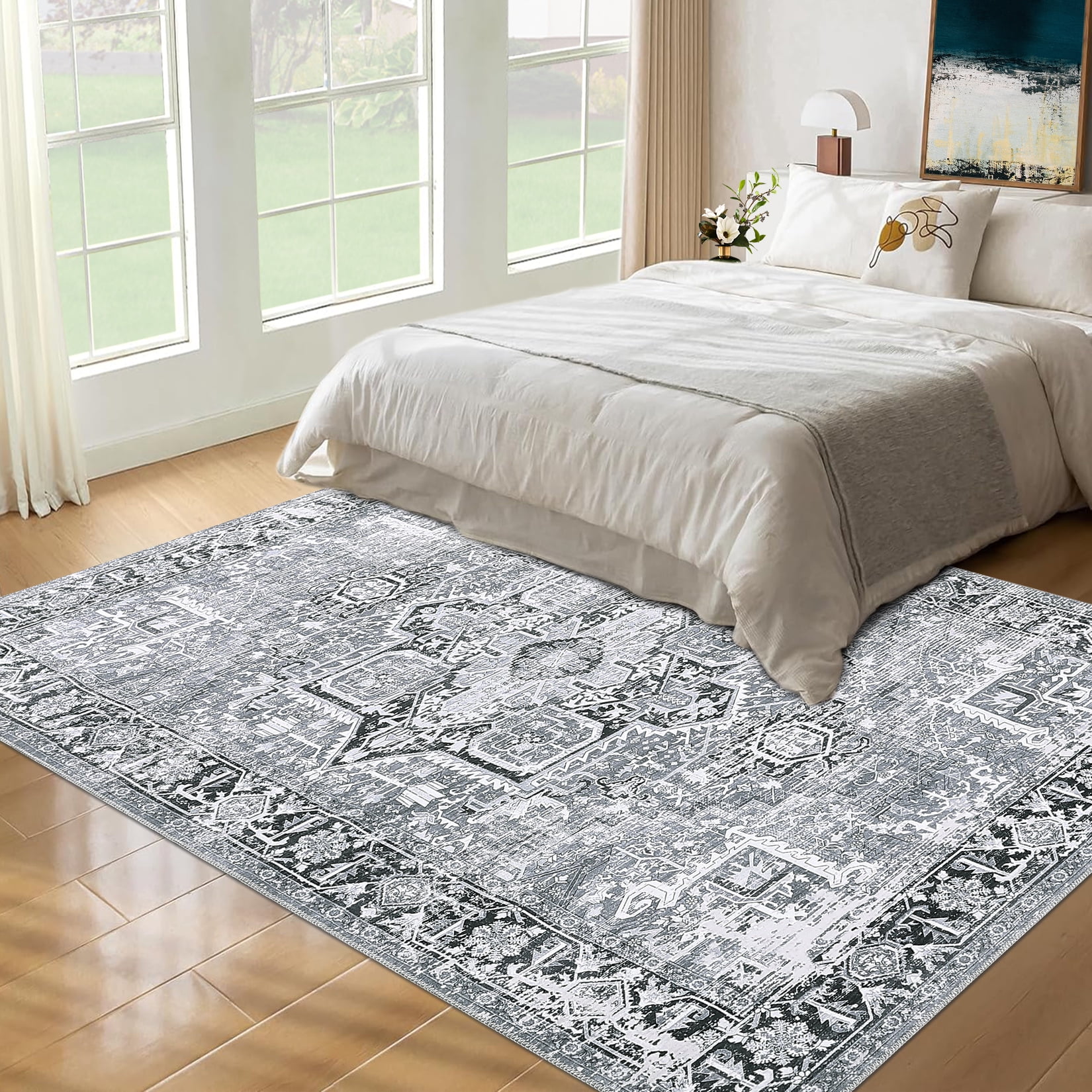 HOMERRY Modern Vintage Area Rug 8x10 Area Rug for Living Room Machine ...