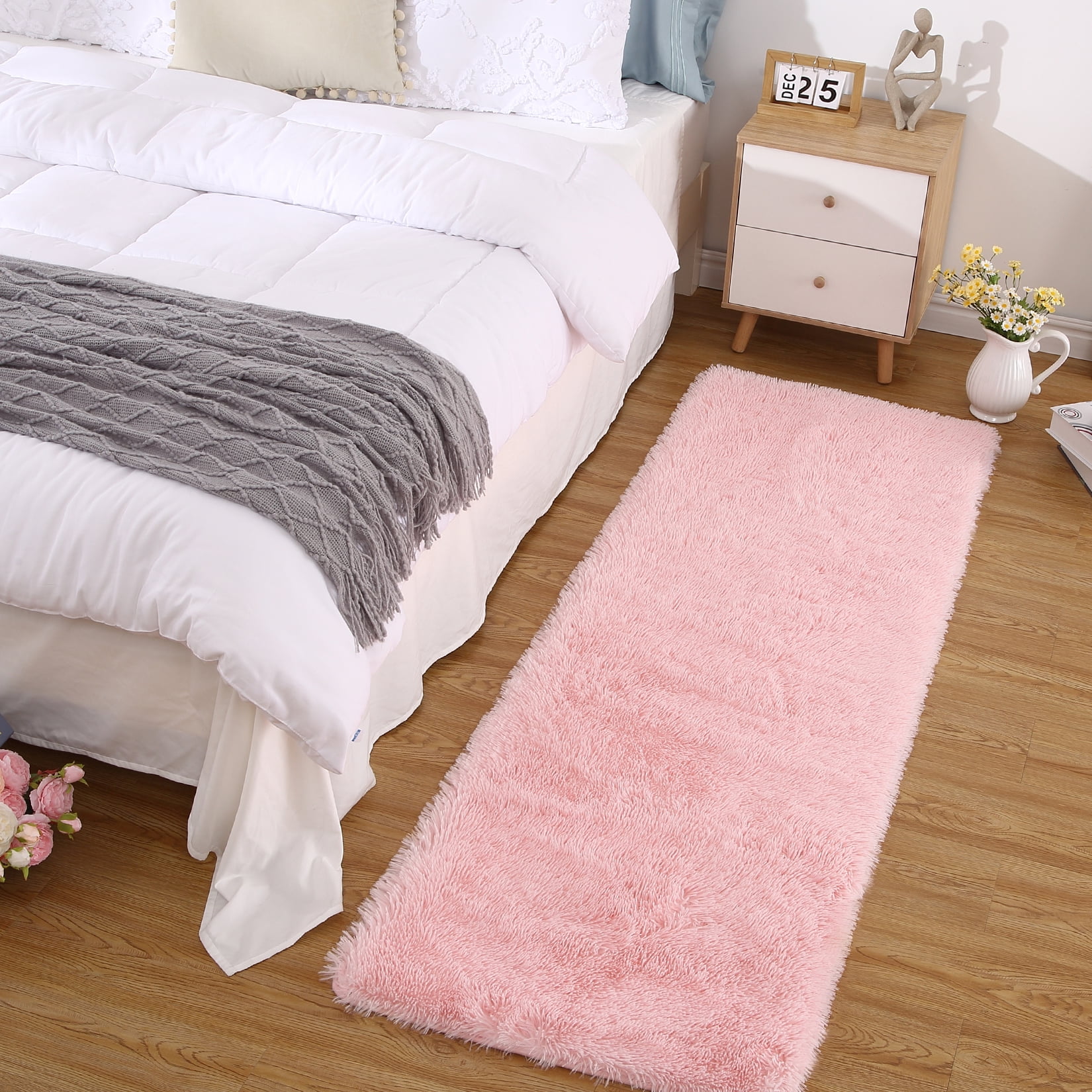 HOMERRY Plush Polyester Shag Area Rug 2'x 6' Fluffy Runner Rug Plush ...