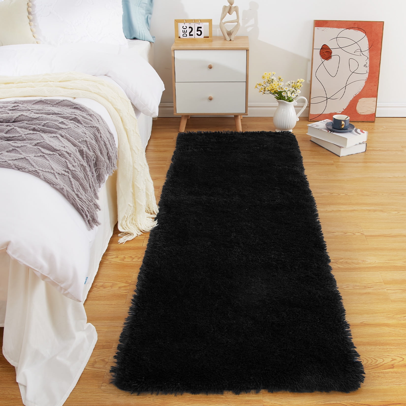 HOMERRY Plush Polyester Shag Area Rug 2'x 8' Fluffy Runner Rug Plush ...