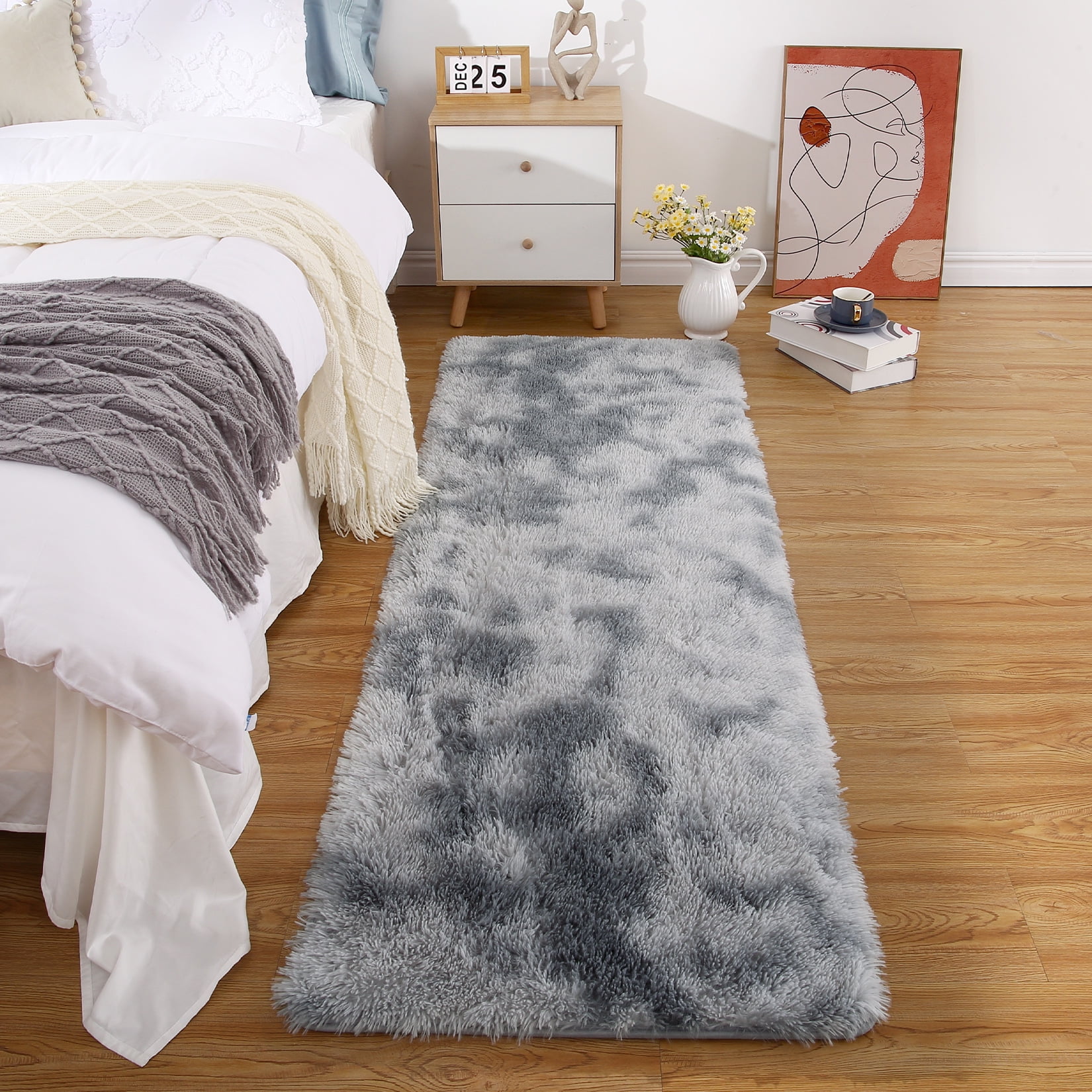 HOMERRY Plush Polyester Shag Area Rug 2'x 8' Fluffy Runner Rug Plush ...