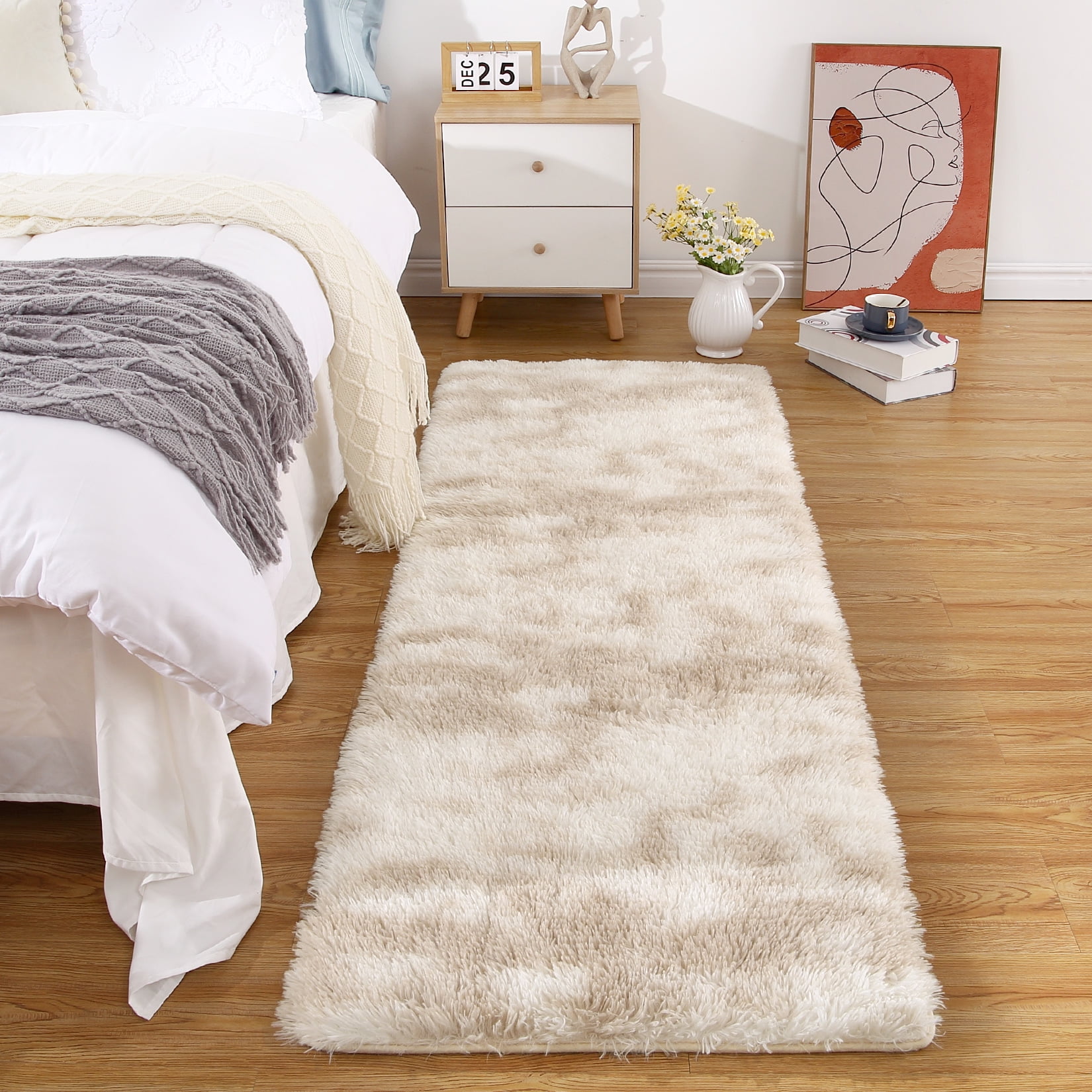 HOMERRY Plush Polyester Shag Area Rug 2'x 8' Fluffy Runner Rug Plush ...