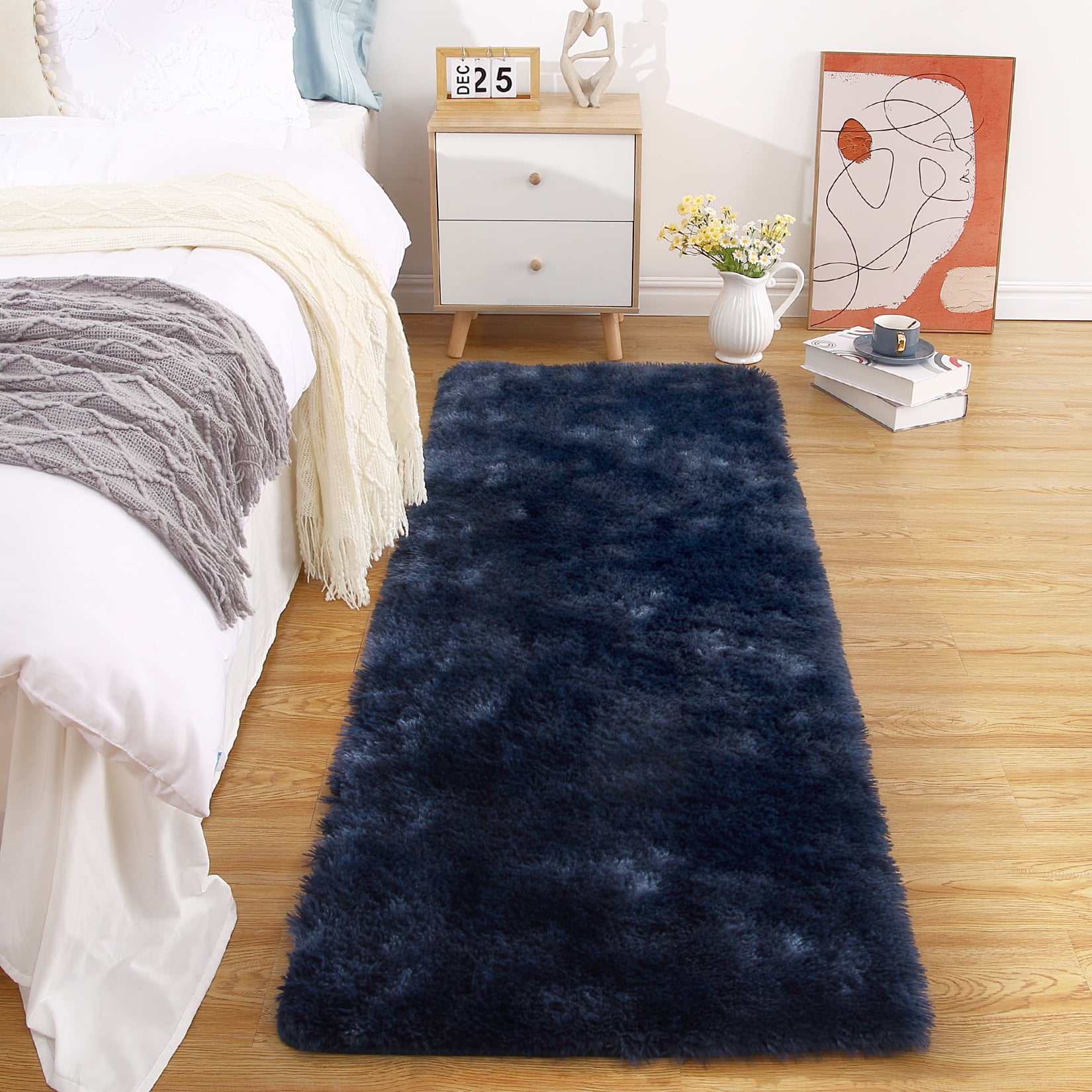 HOMERRY Plush Polyester Shag Area Rug 2'x 8' Fluffy Runner Rug Plush ...
