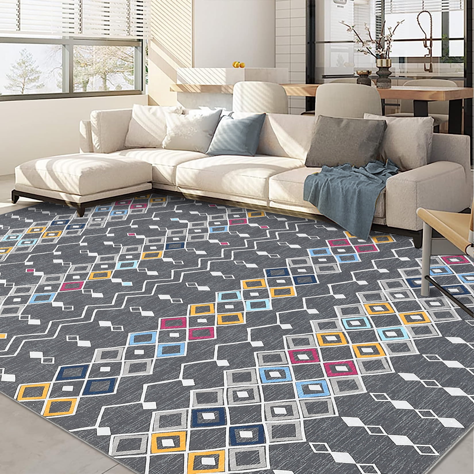 HOMERRY Rug 6' x 9' Area Rug for Living Room Boho Abstract Geometric ...