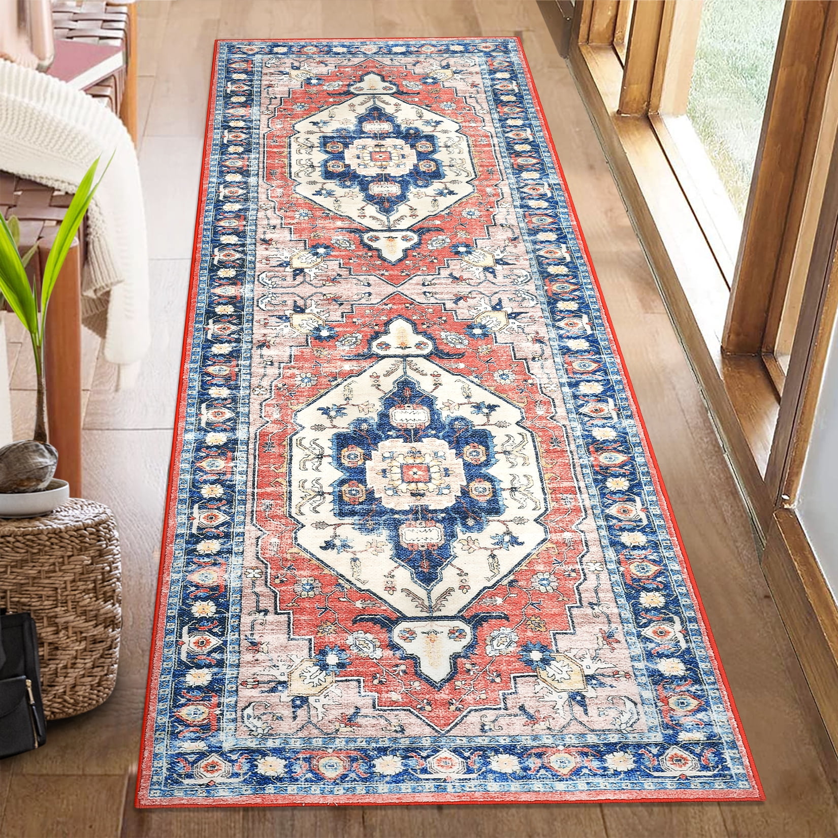 HOMERRY Runner Rug 2' x 6' Washable Floral Geometric Hallway Runner ...