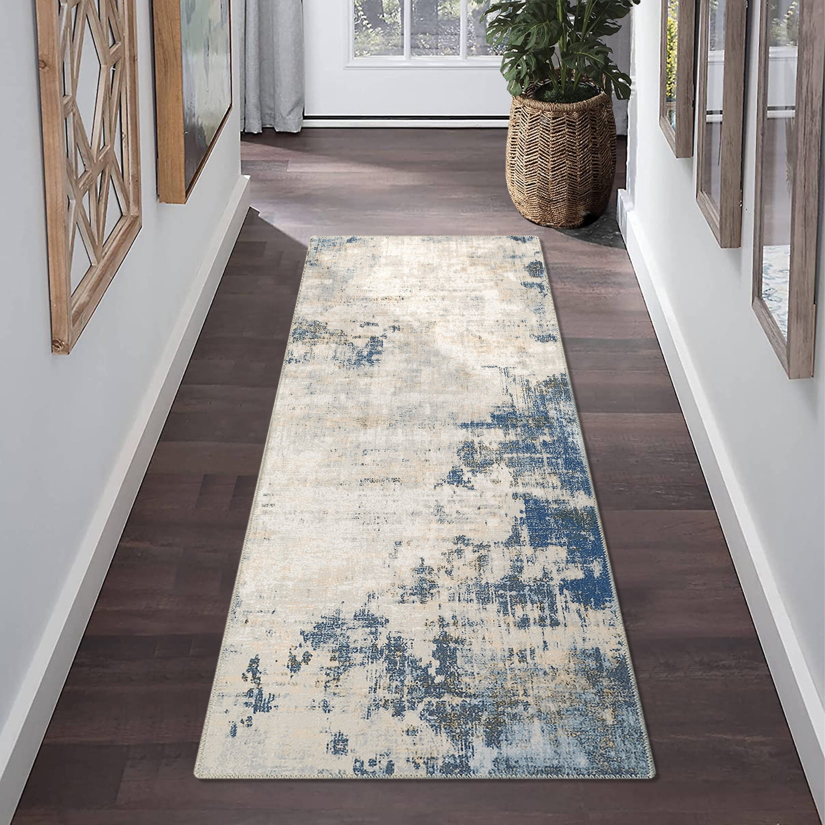 HOMERRY Runner Rug 2' x 6' Washable Modern Abstract Gradient Hallway ...