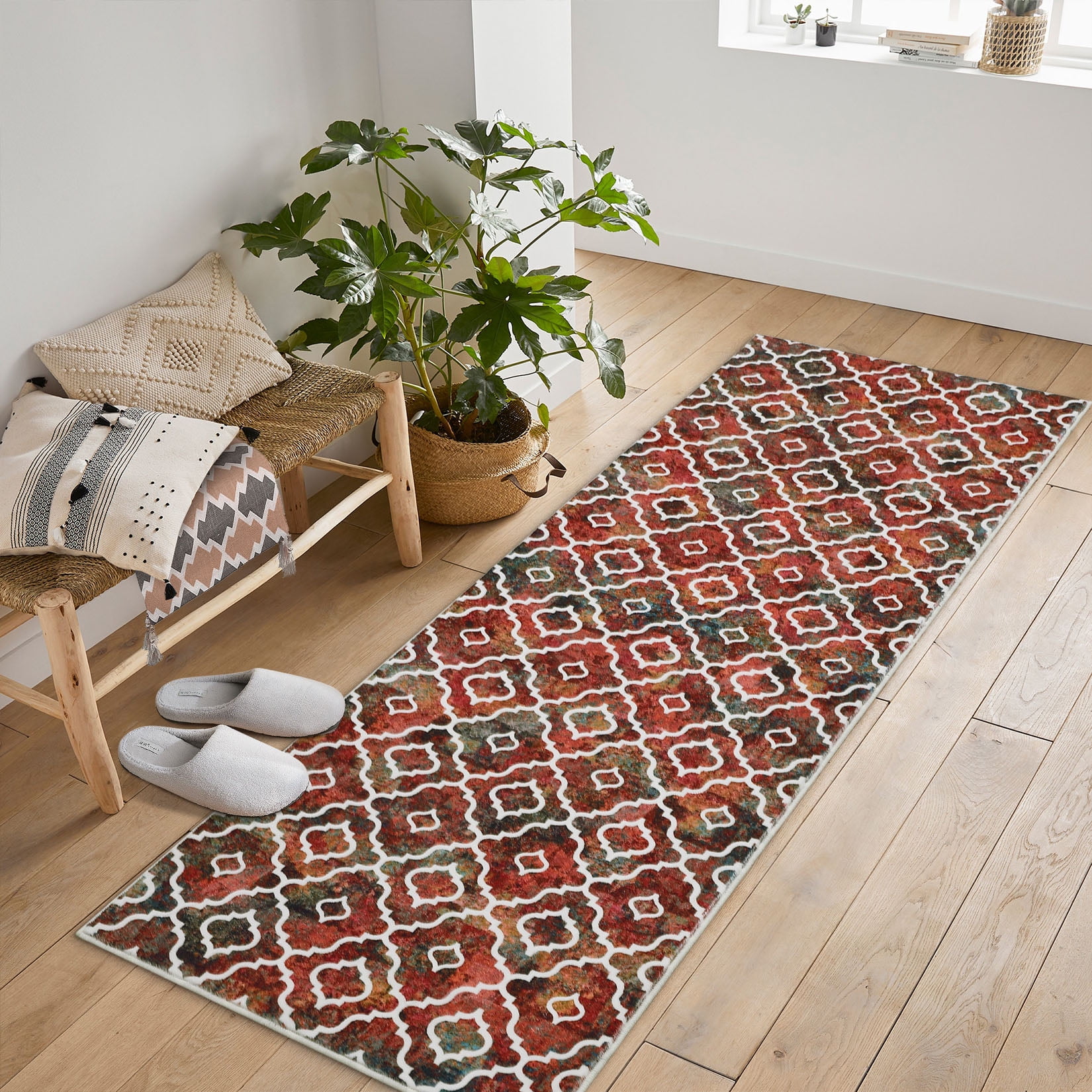 HOMERRY Runner Rug 2' x 6' Washable Modern Moroccan Patterns Hallway ...