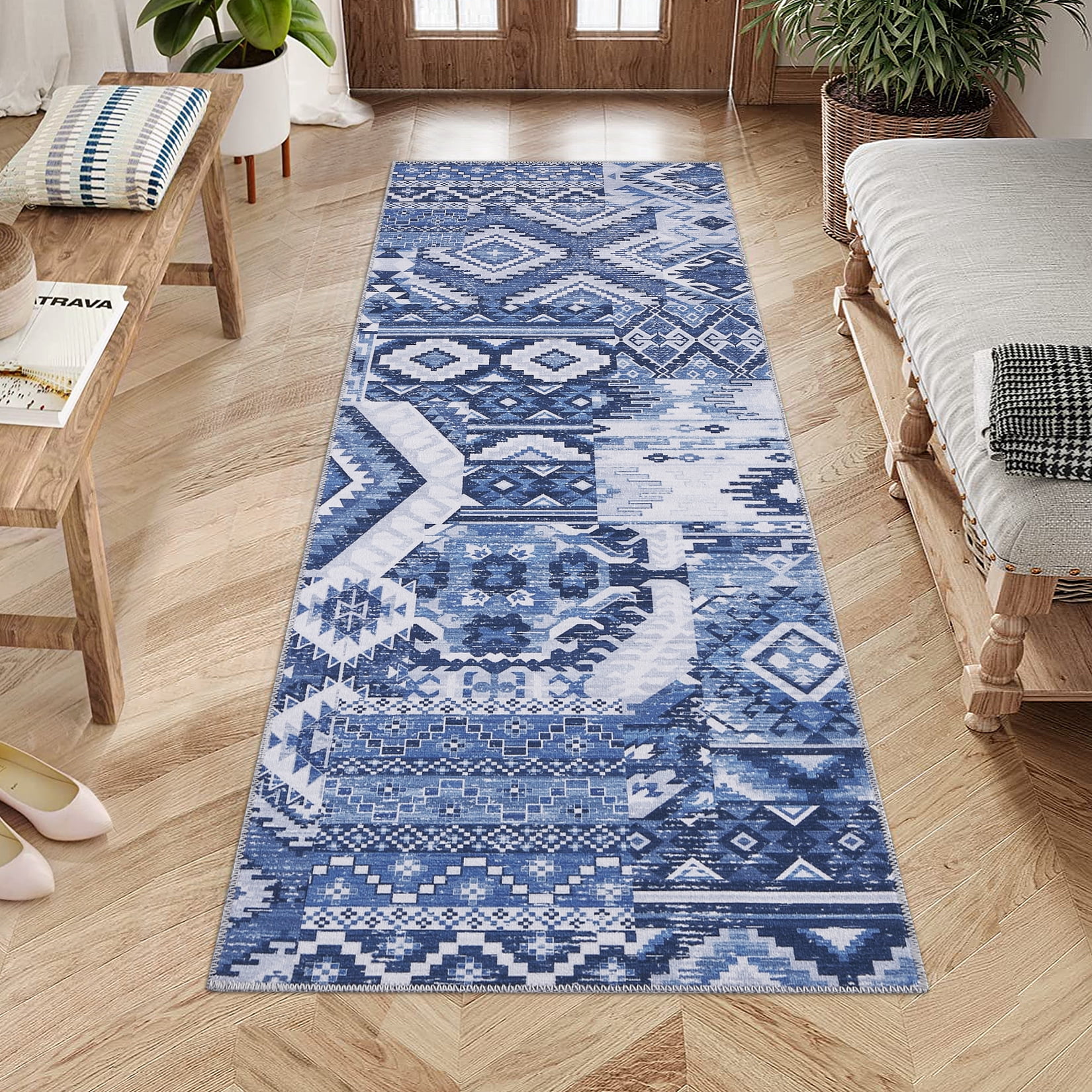 HOMERRY Runner Rug 2' x 6' Washable Vintage Bohemian Patterns Hallway ...