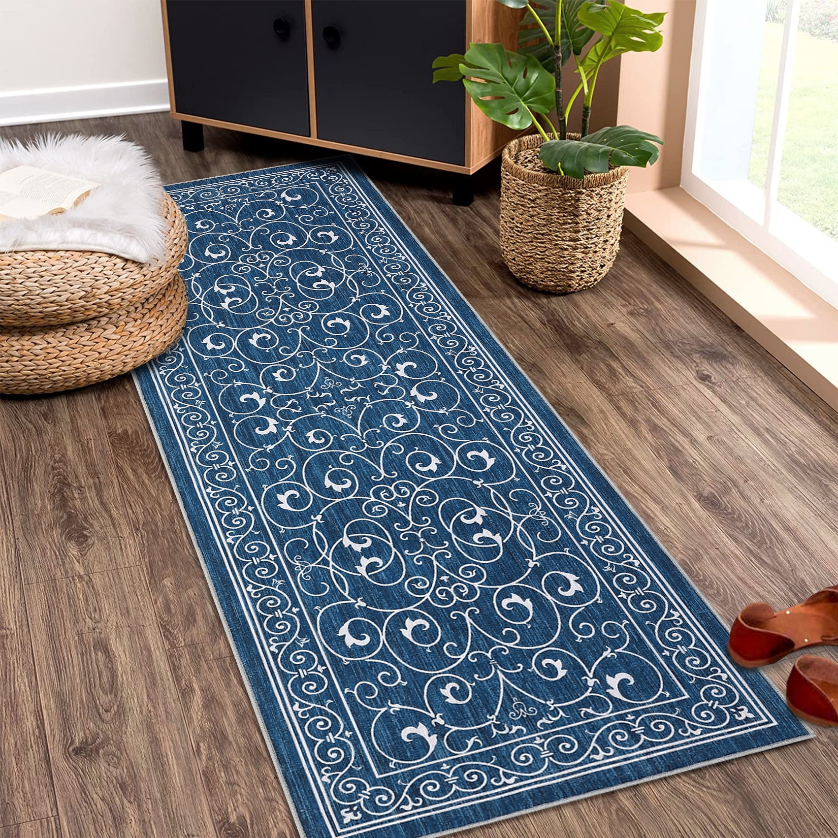 HOMERRY Runner Rug 2x6 Distressed Floral Indoor Washable Rug for ...