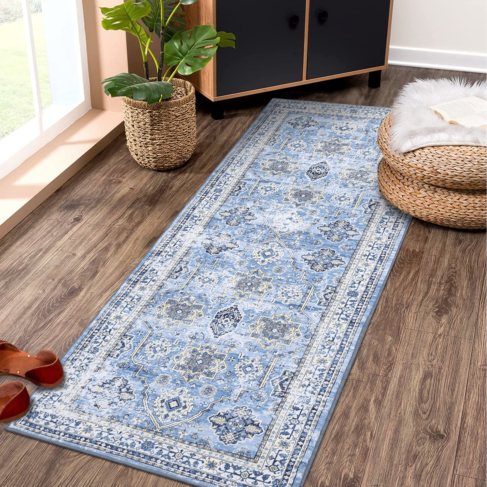 HOMERRY Runner Rug 2x6 Distressed Floral Indoor Washable Rug for ...