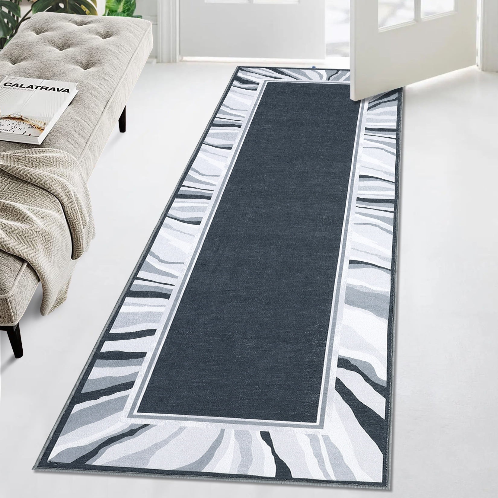 HOMERRY Runner Rug 2x6 Modern Bordered Indoor Washable Rug for Hallway ...