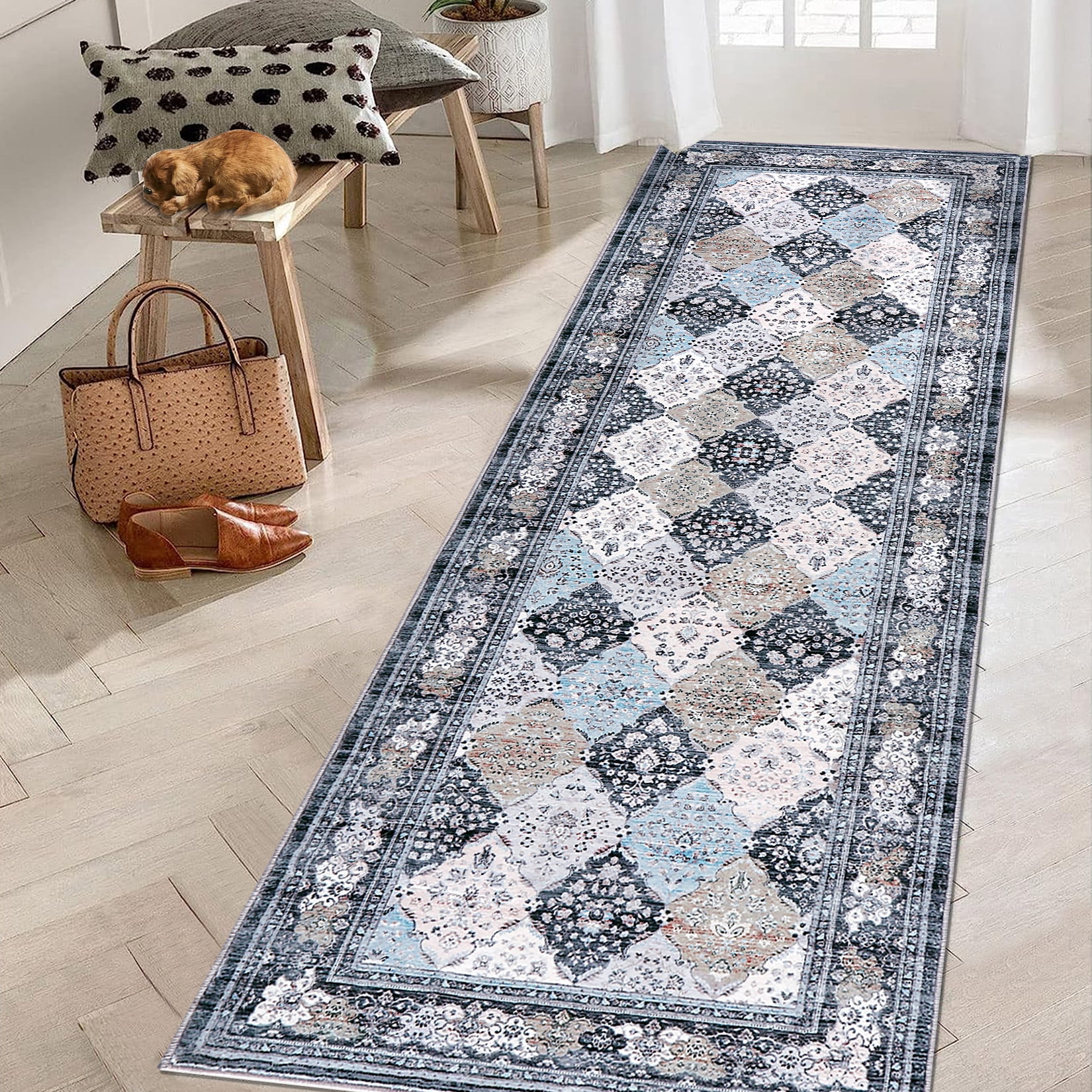 HOMERRY Runner Rug Non Slip 2' x 6' Tribal Floral Rugs Washable Rugs ...