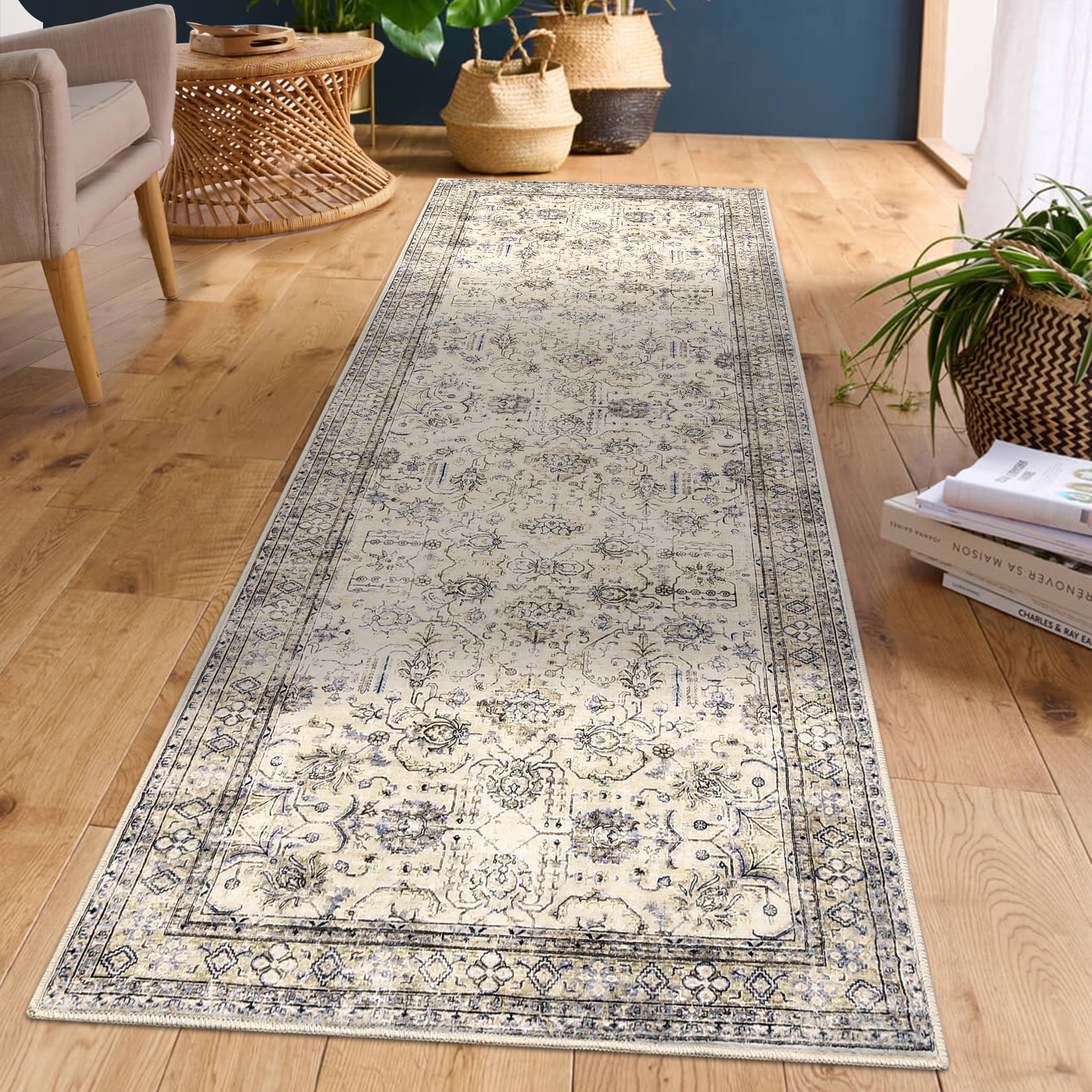 HOMERRY Runner Rug for Enterway 2' x 8' Washable Floral Hallway Runner ...